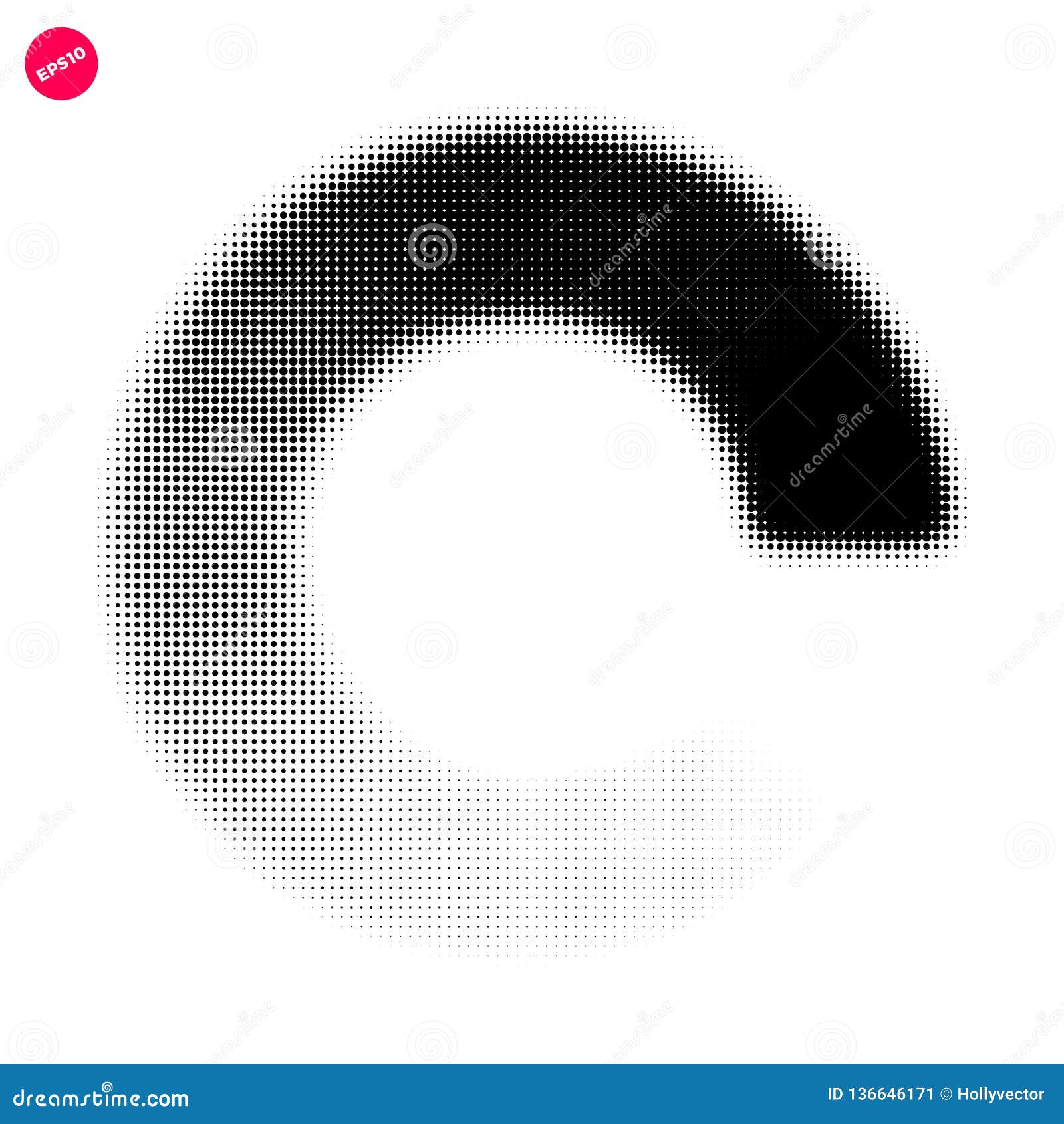 Halftone Dots Graphic Elements, Abstract Incomplete Circle, Vector ...