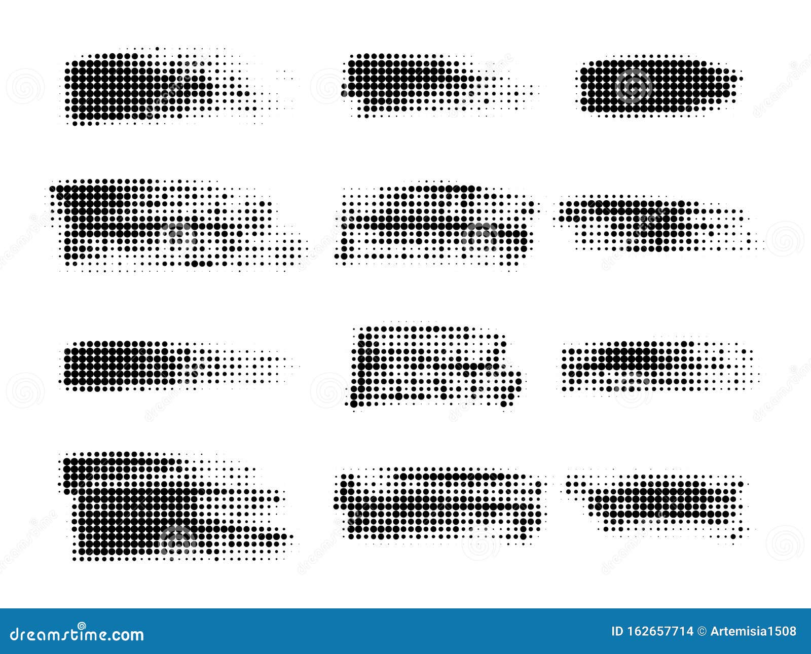 Halftone Dots in Lines . Paint Brush Strokes. Graphic Design Element ...