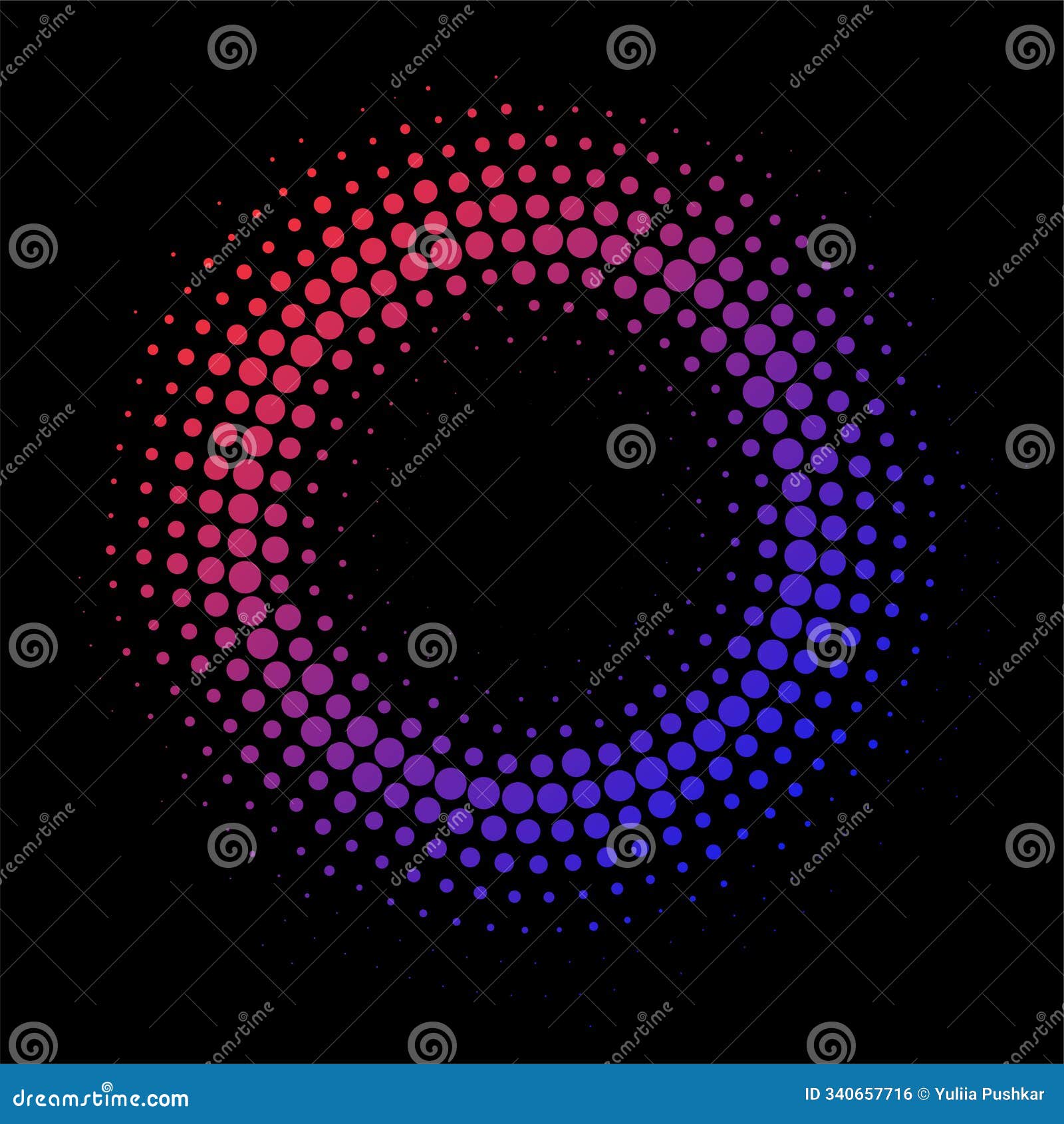 Halftone Dotted Colorful Gradient Frame. Isolated Vector Dotted Circle ...