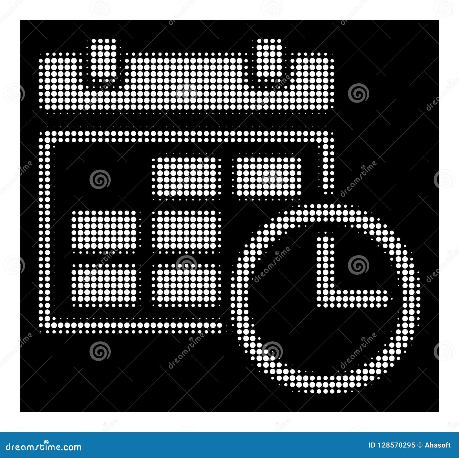 White Halftone Date and Time Icon Stock Vector - Illustration of ...