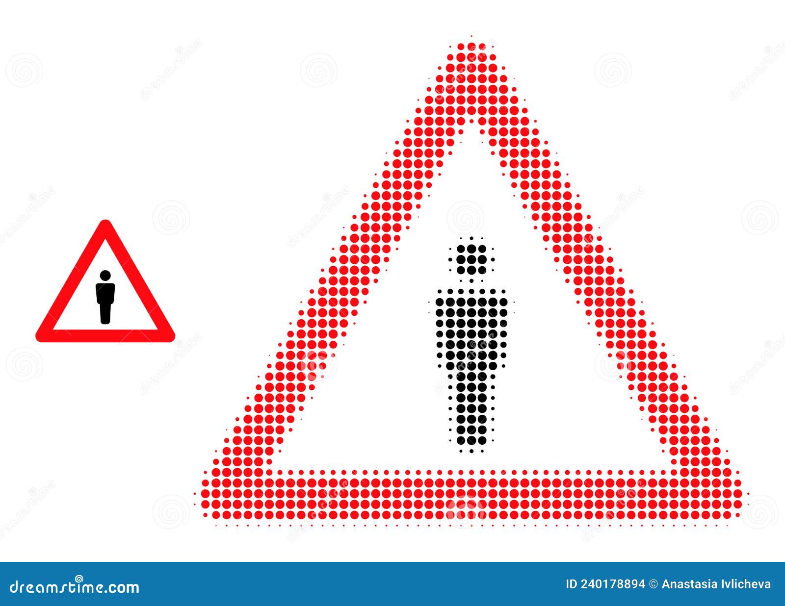 Halftone Dotted Human Warning Icon Stock Vector - Illustration of ...
