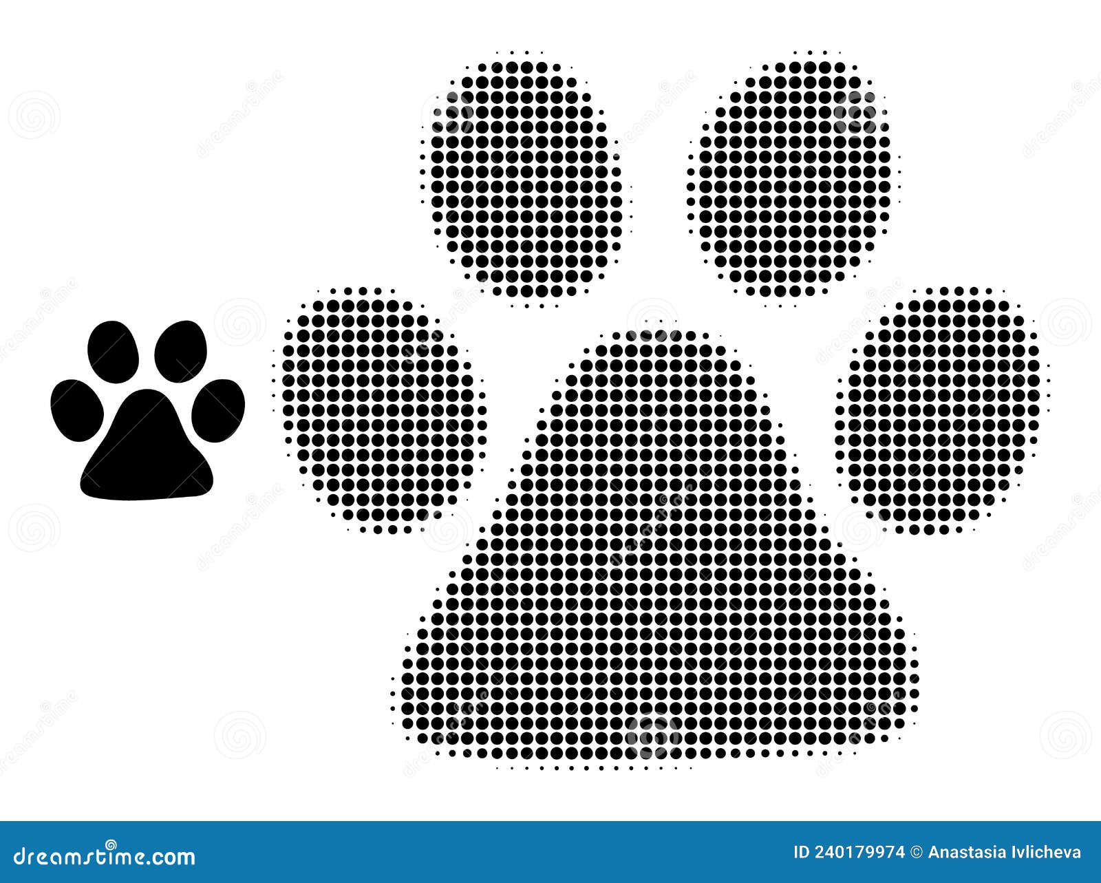 Halftone Dotted Paw Print Icon Stock Vector - Illustration of stamp ...