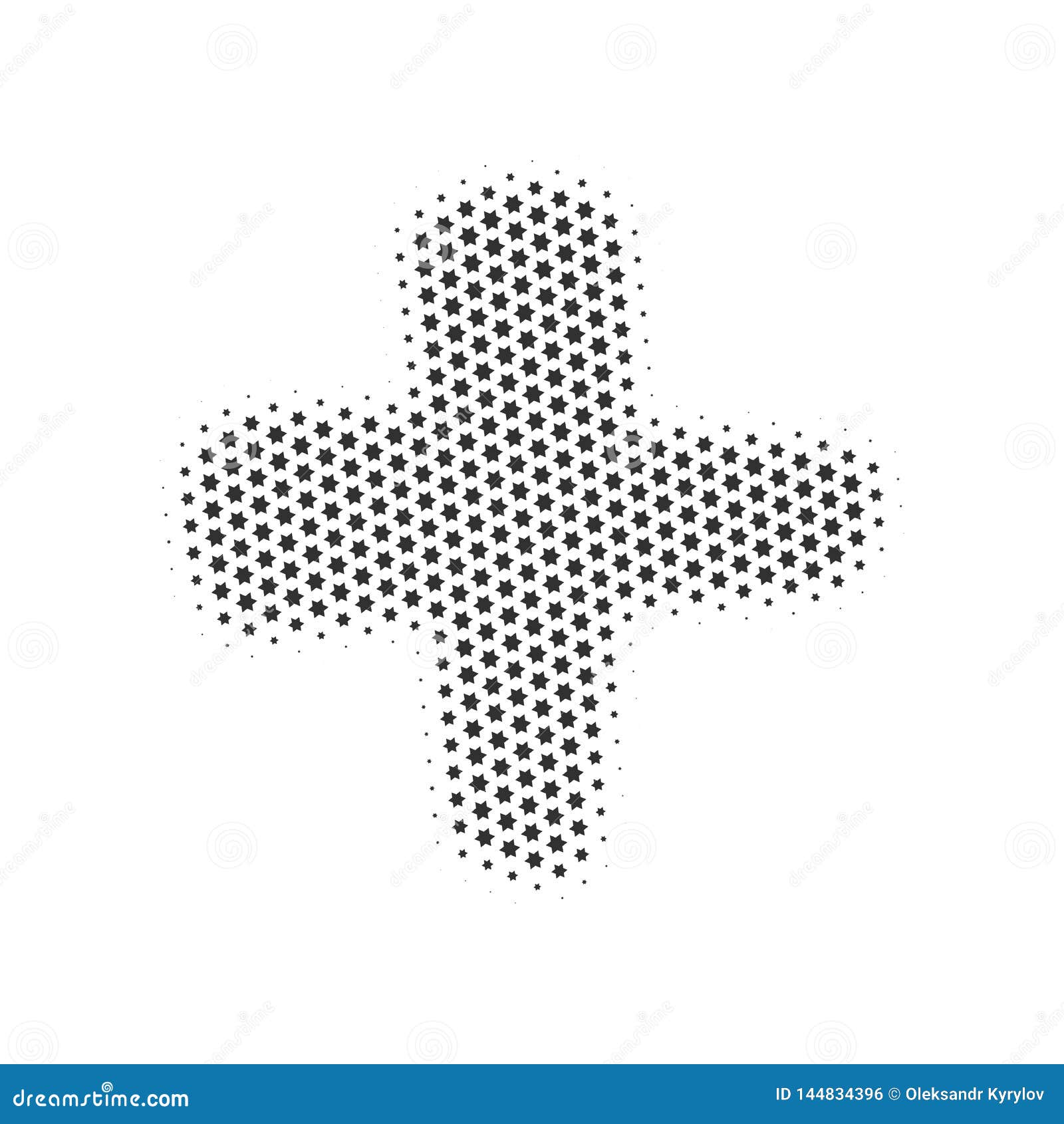 Halftone Dotted Plus or Cross Sign. Vector Illustration Isolated on ...