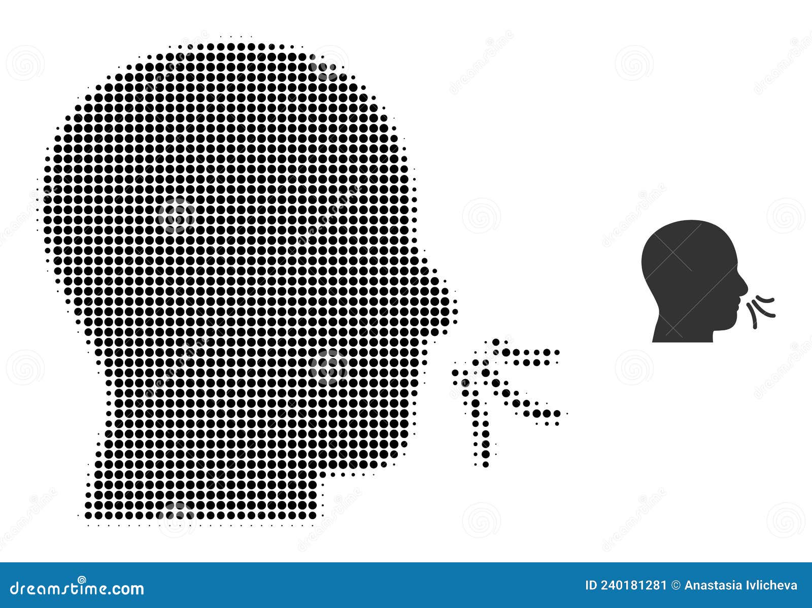 Halftone Dotted Sniff Icon stock vector. Illustration of emanation ...