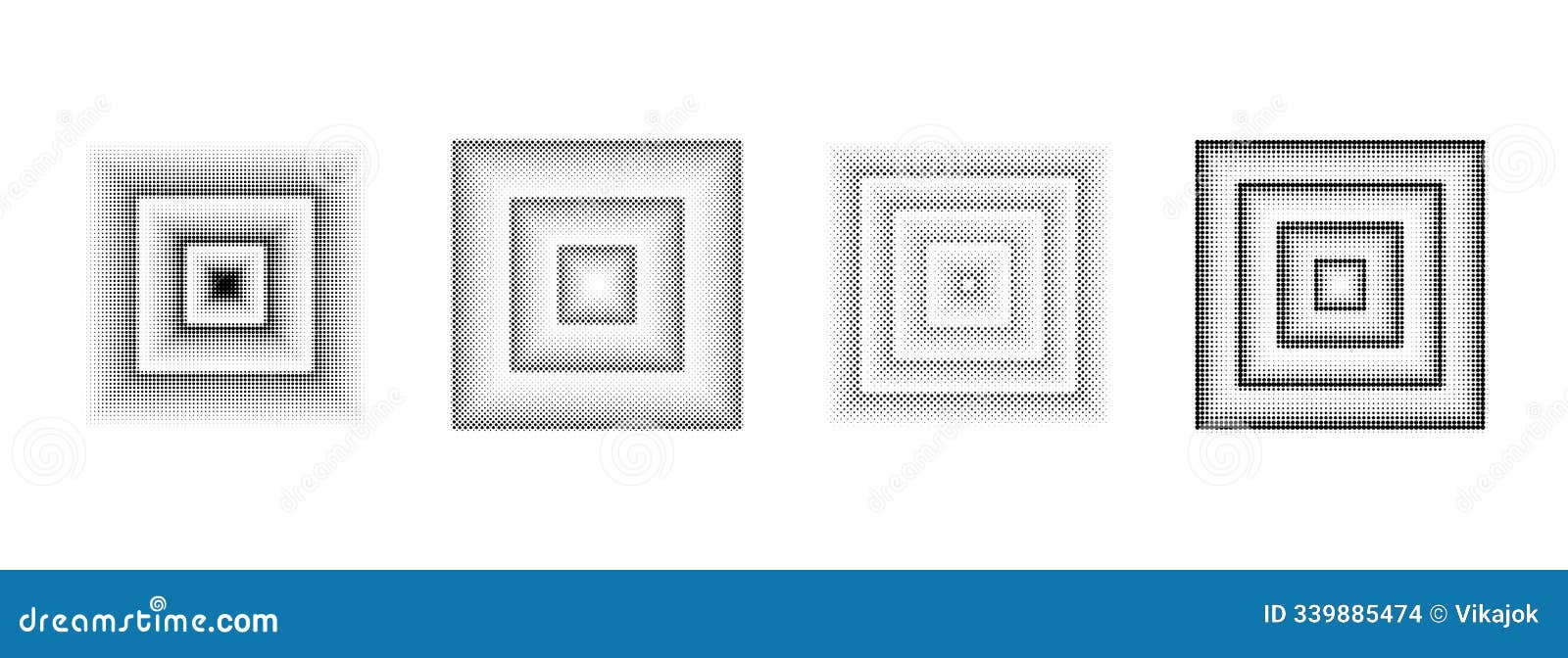 Halftone Dotted Square Set. Black Comic Texture Rectangle Collection ...