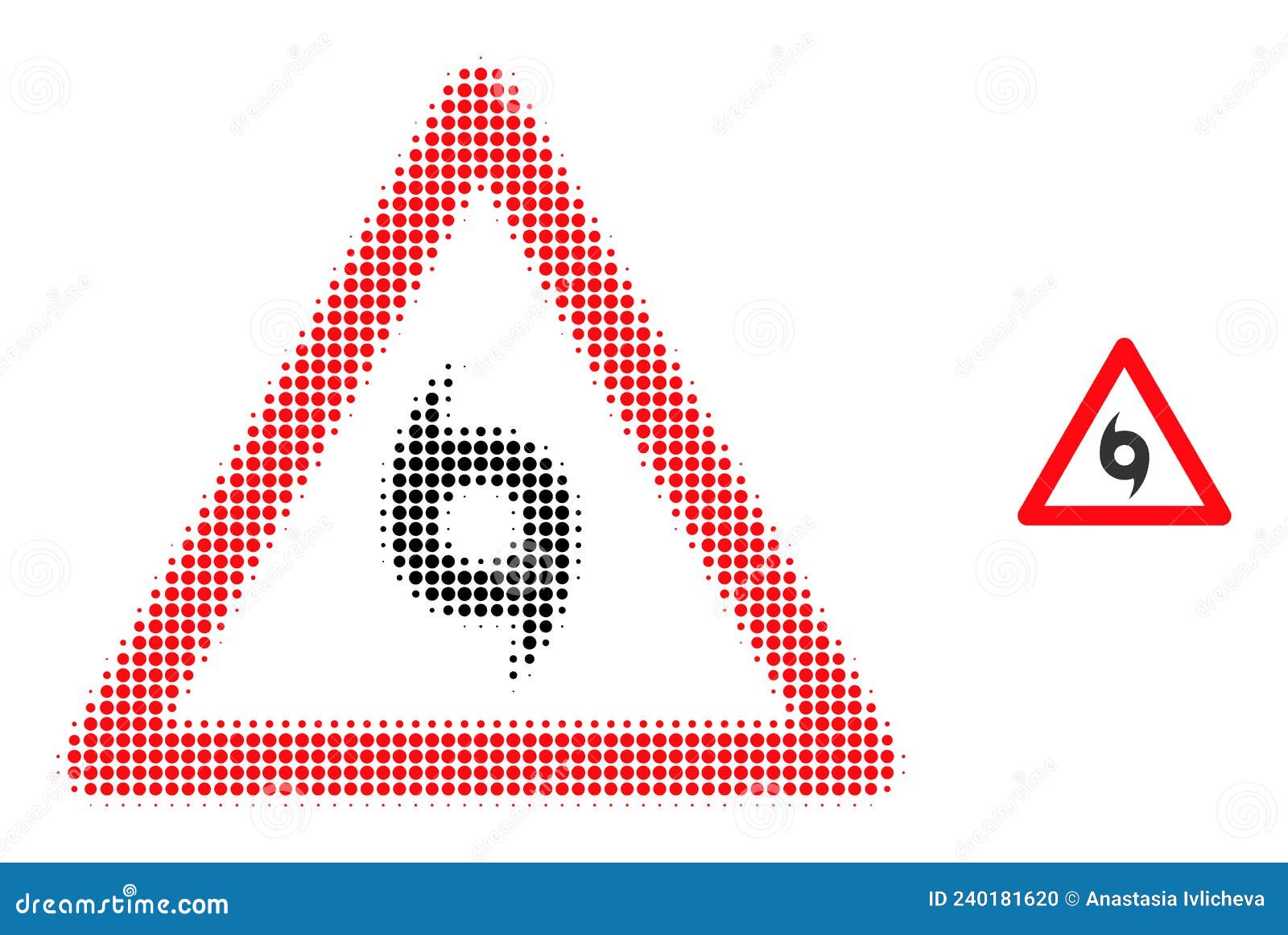 Halftone Dotted Storm Whirlpool Warning Icon Stock Vector ...