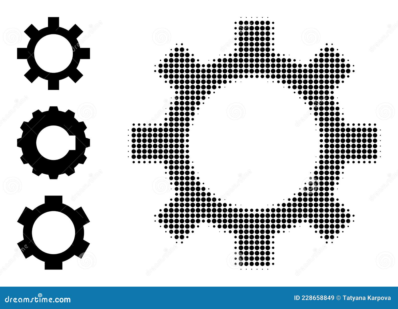 Halftone Dotted Vector Cog Icon Stock Vector - Illustration of halftone ...