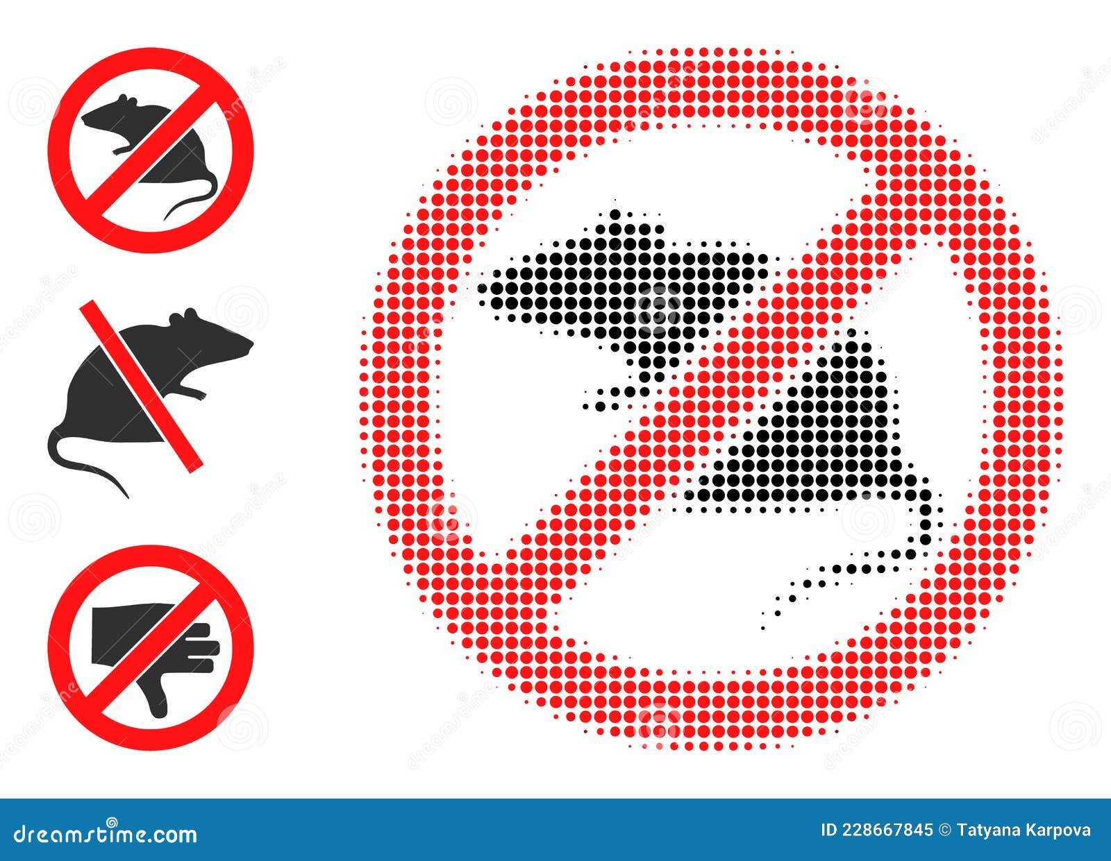 Halftone Dotted Vector Stop Rat Icon Stock Vector - Illustration of ...