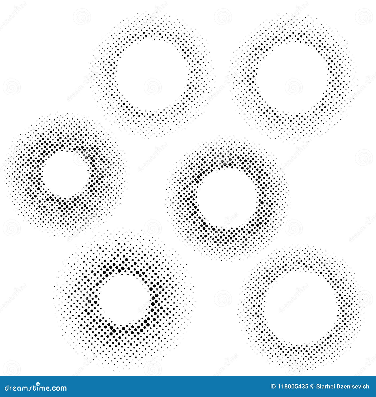 Halftone Dotted Vintage Retro Grain Pattern Circle Collection Stock ...