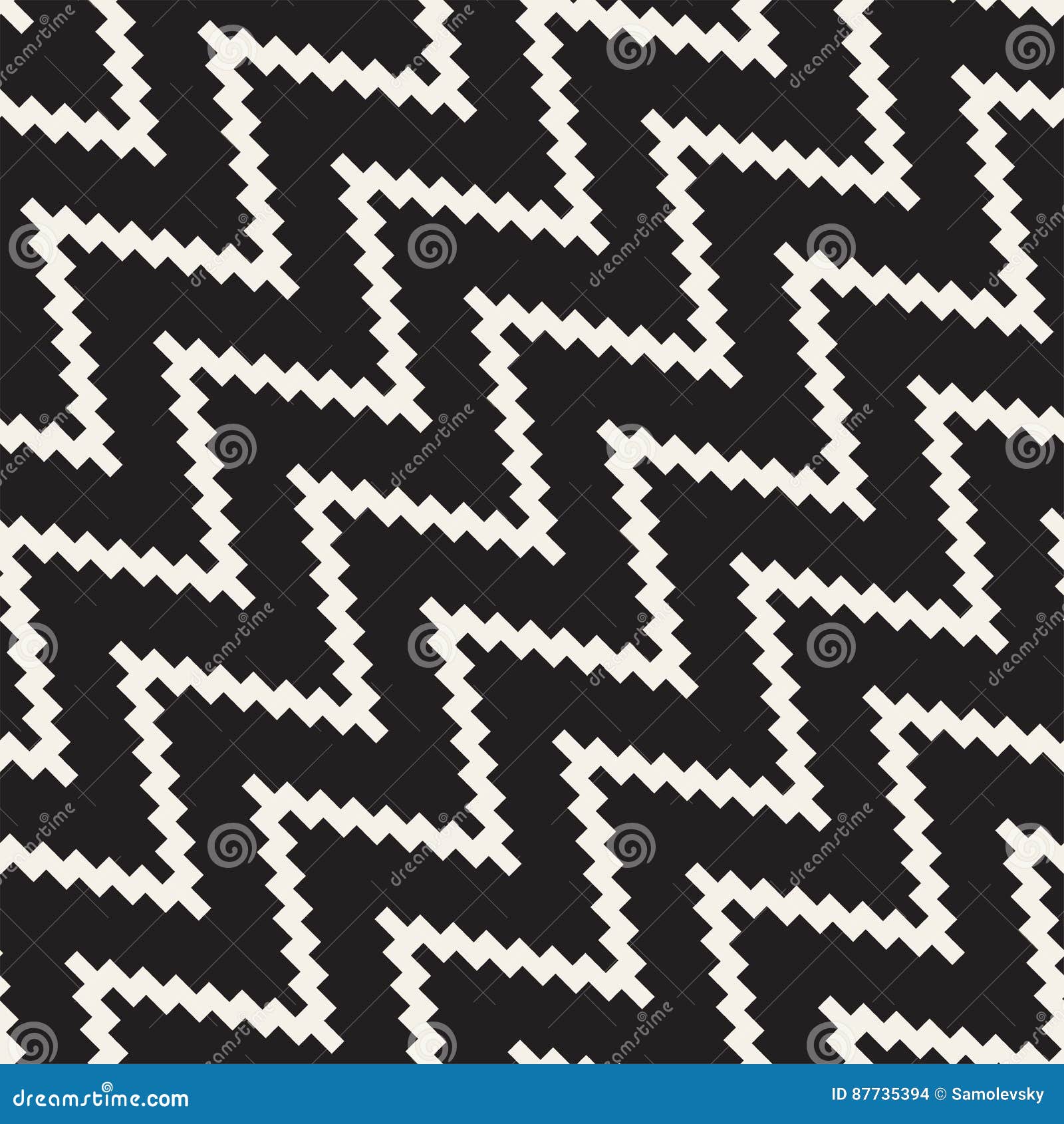 Halftone Edgy Lines Mosaic Endless Stylish Texture. Vector Seamless ...