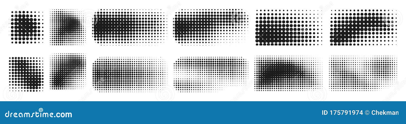 Halftone Effect Design Elements. Abstract Shapes Stock Illustration ...