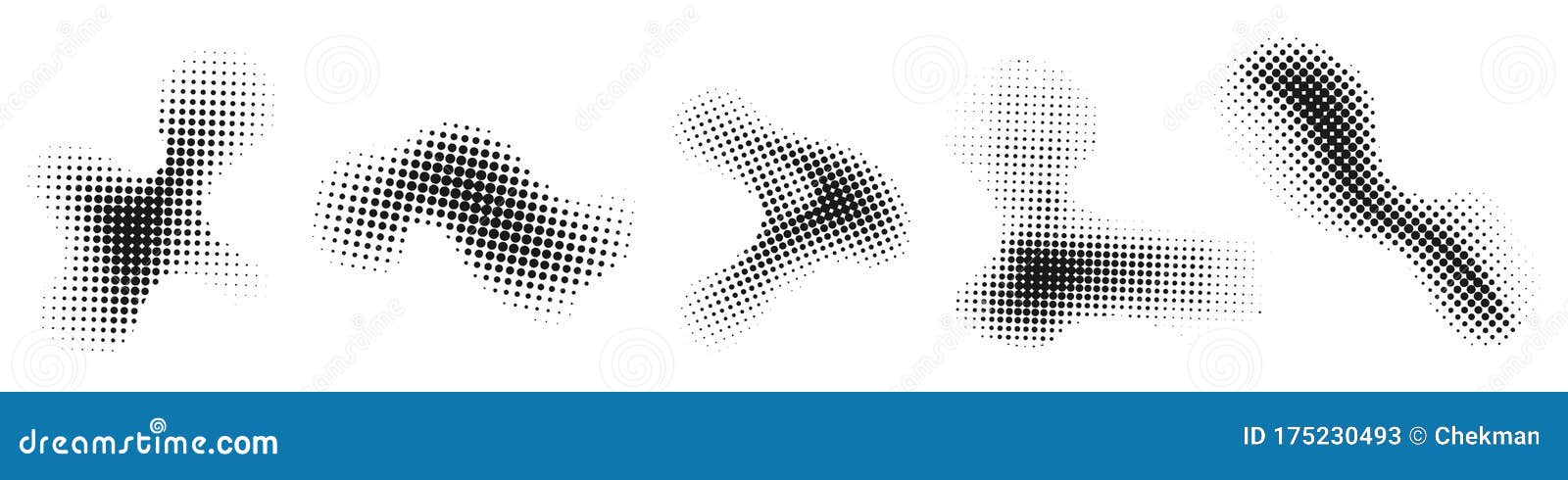 Halftone Effect Design Elements. Abstract Shapes Stock Illustration ...