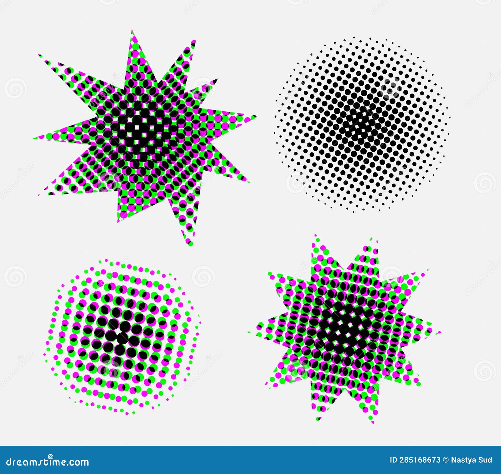 Halftone Effect Design Elements. Black Halftone Effects Shapes. Set of ...
