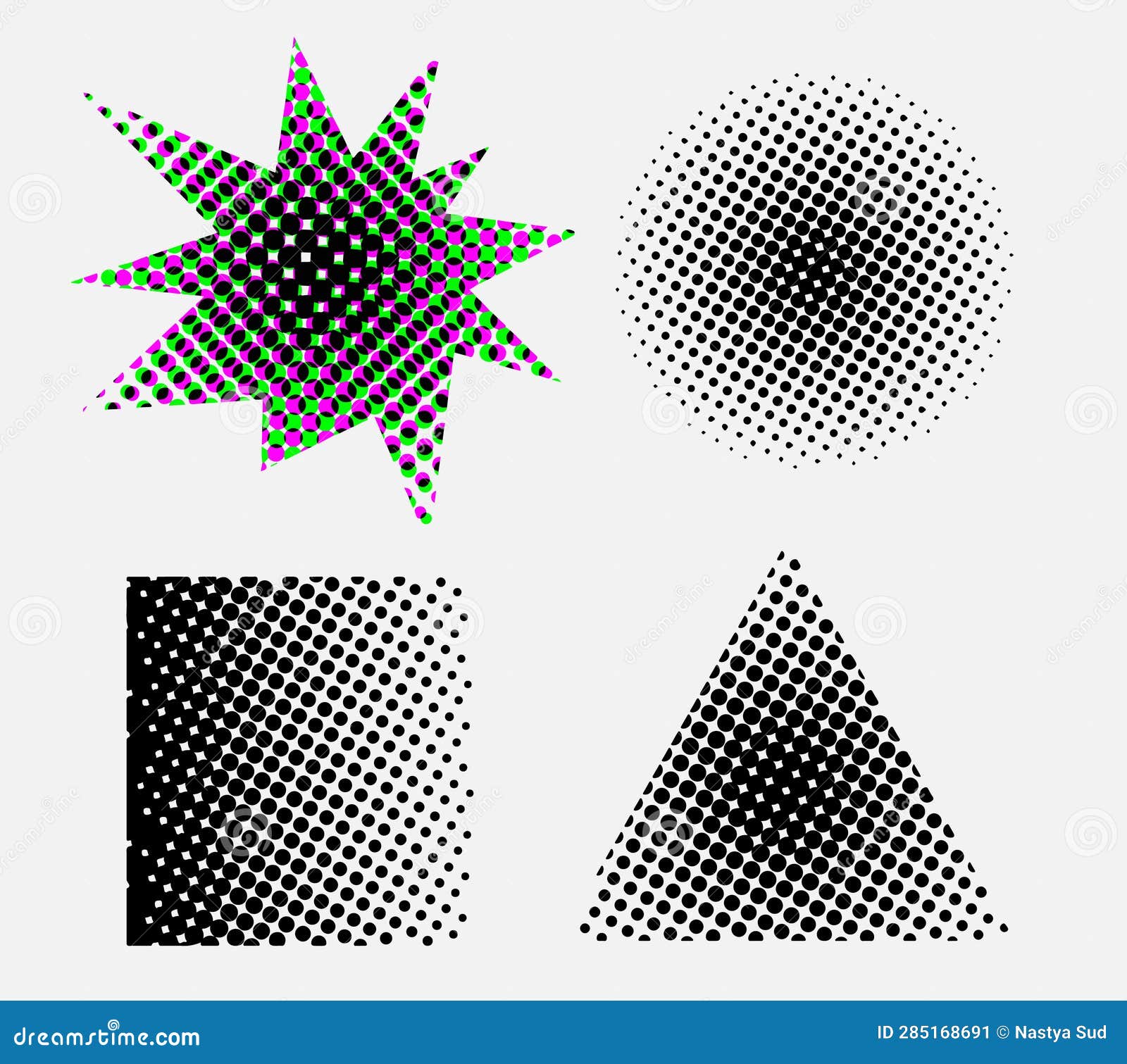 Halftone Effect Design Elements. Black Halftone Effects Shapes. Set of ...