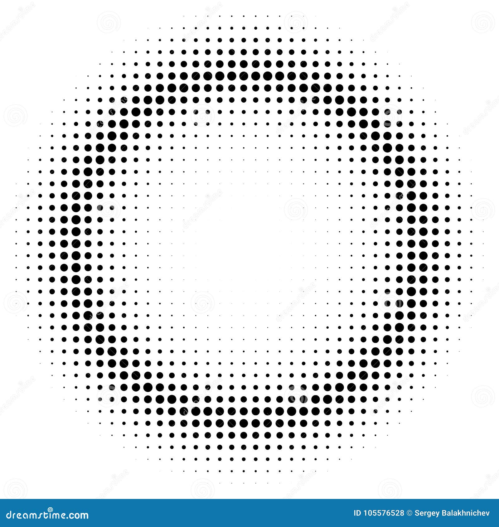 Halftone Effect on White Background. Ring of Dots. Radial Gradient ...