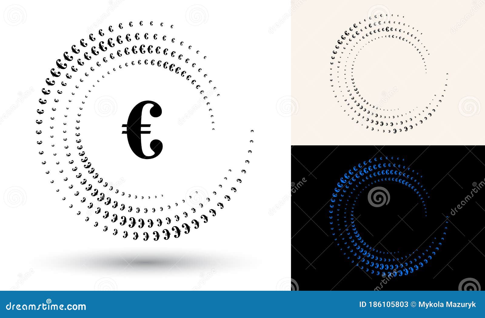 Halftone Euro Sign in Circle Form. Round Logo or Icon. Vector Frame As ...
