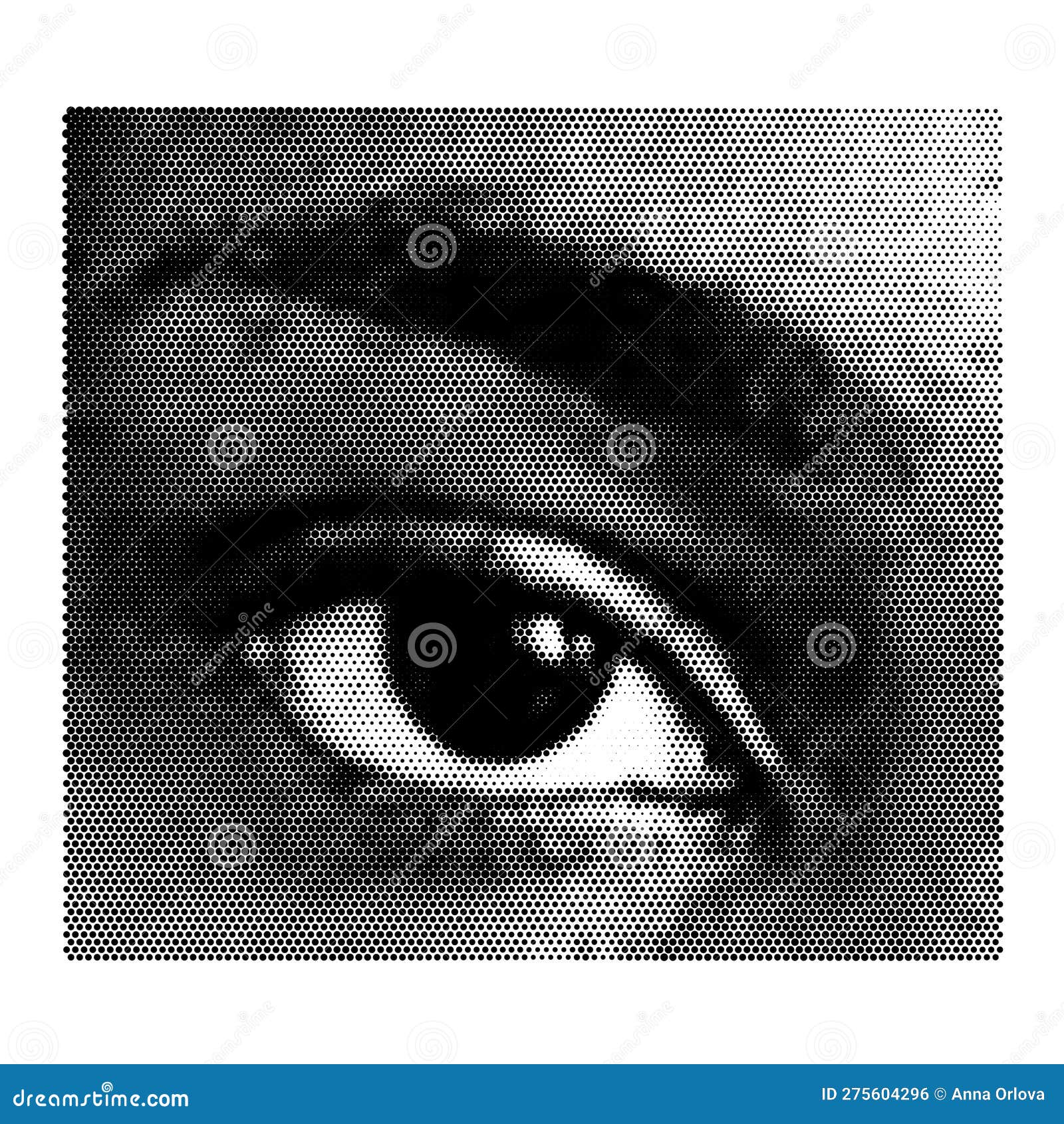 Halftone Eye Collage Design Element In Trendy Magazine Style Stock