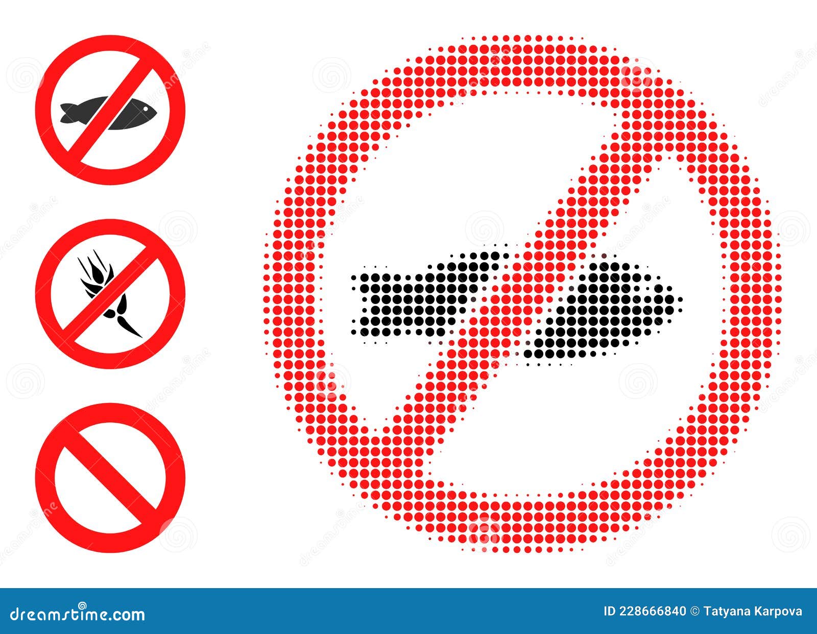 Halftone Dot Vector Forbidden Fish Icon Stock Vector - Illustration of ...