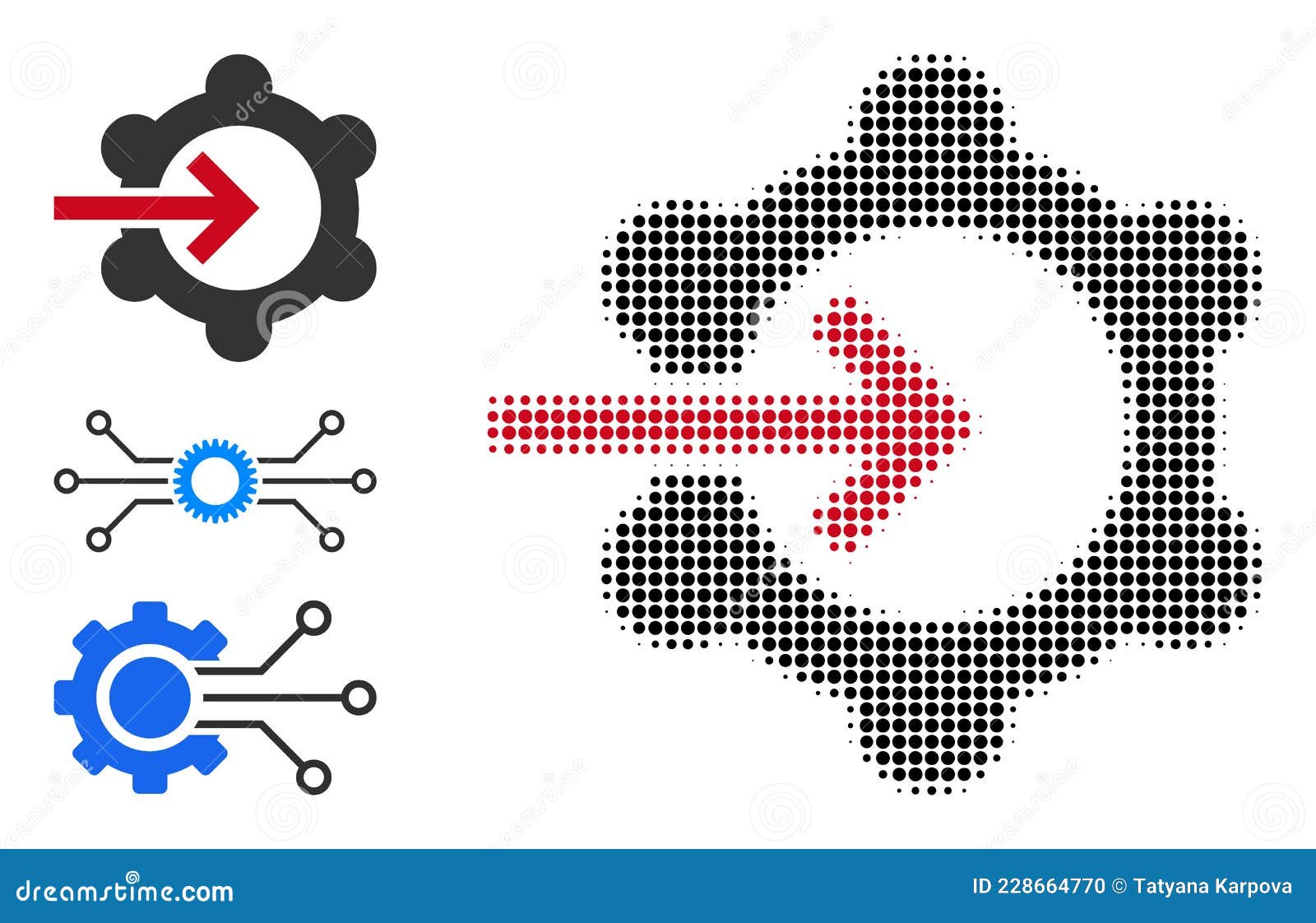 Halftone Dot Vector Gear Wheel Integration Icon Stock Vector ...
