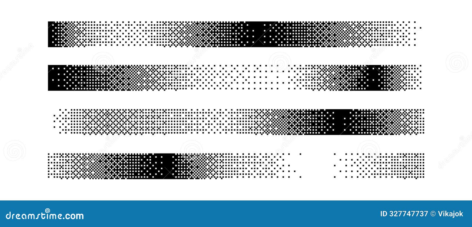 Halftone Gradient Border Set. Black Long Dotted Header or Footer ...