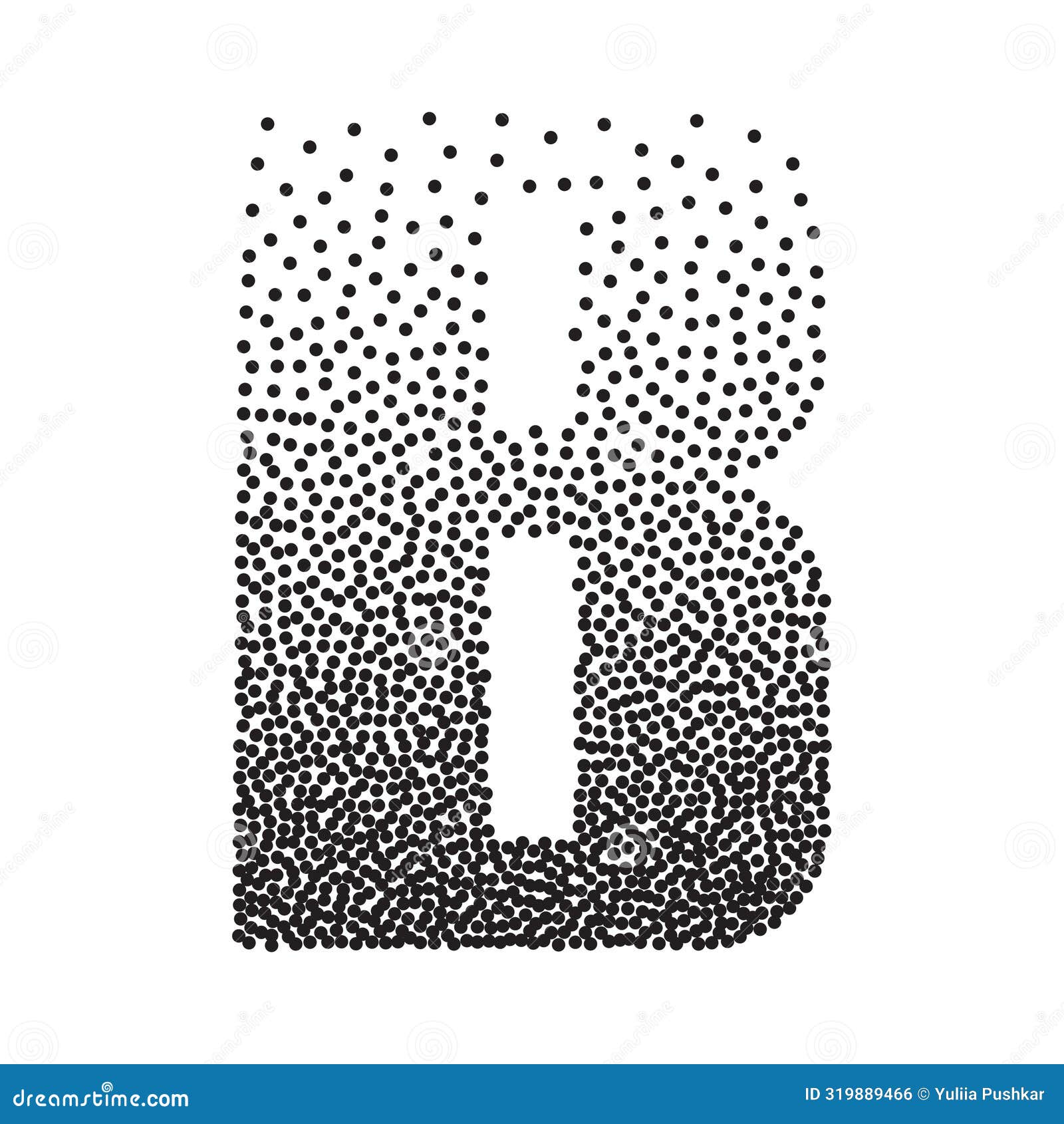 Halftone Gradient Grain Letter B. Vector Stipple Dotted Font Stock ...