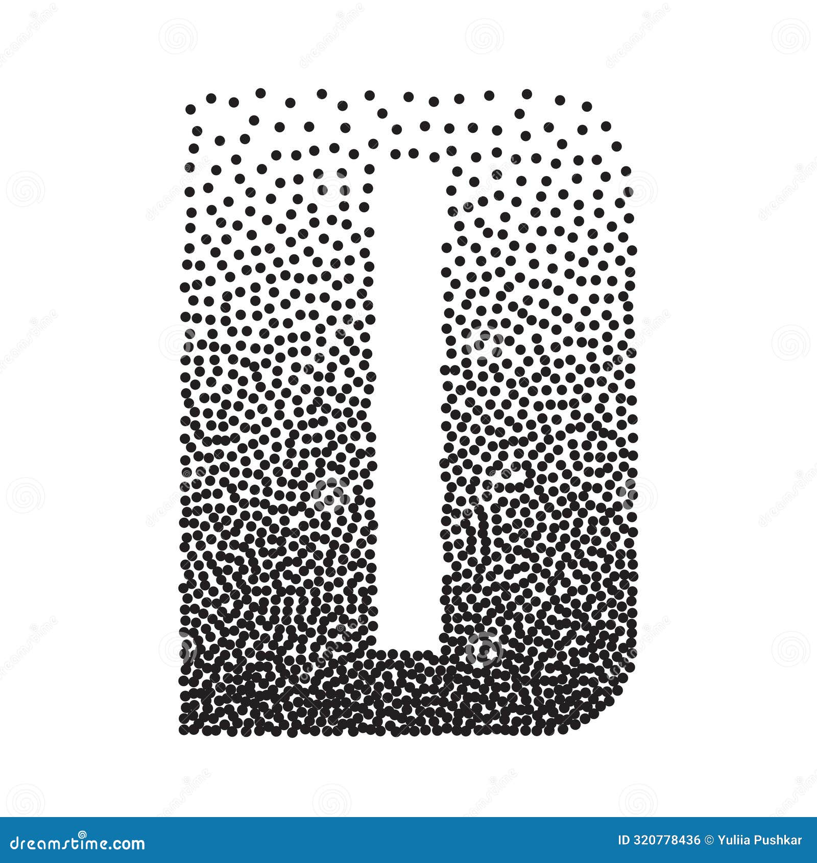 Halftone Gradient Grain Letter D. Vector Stipple Dotted Font ...