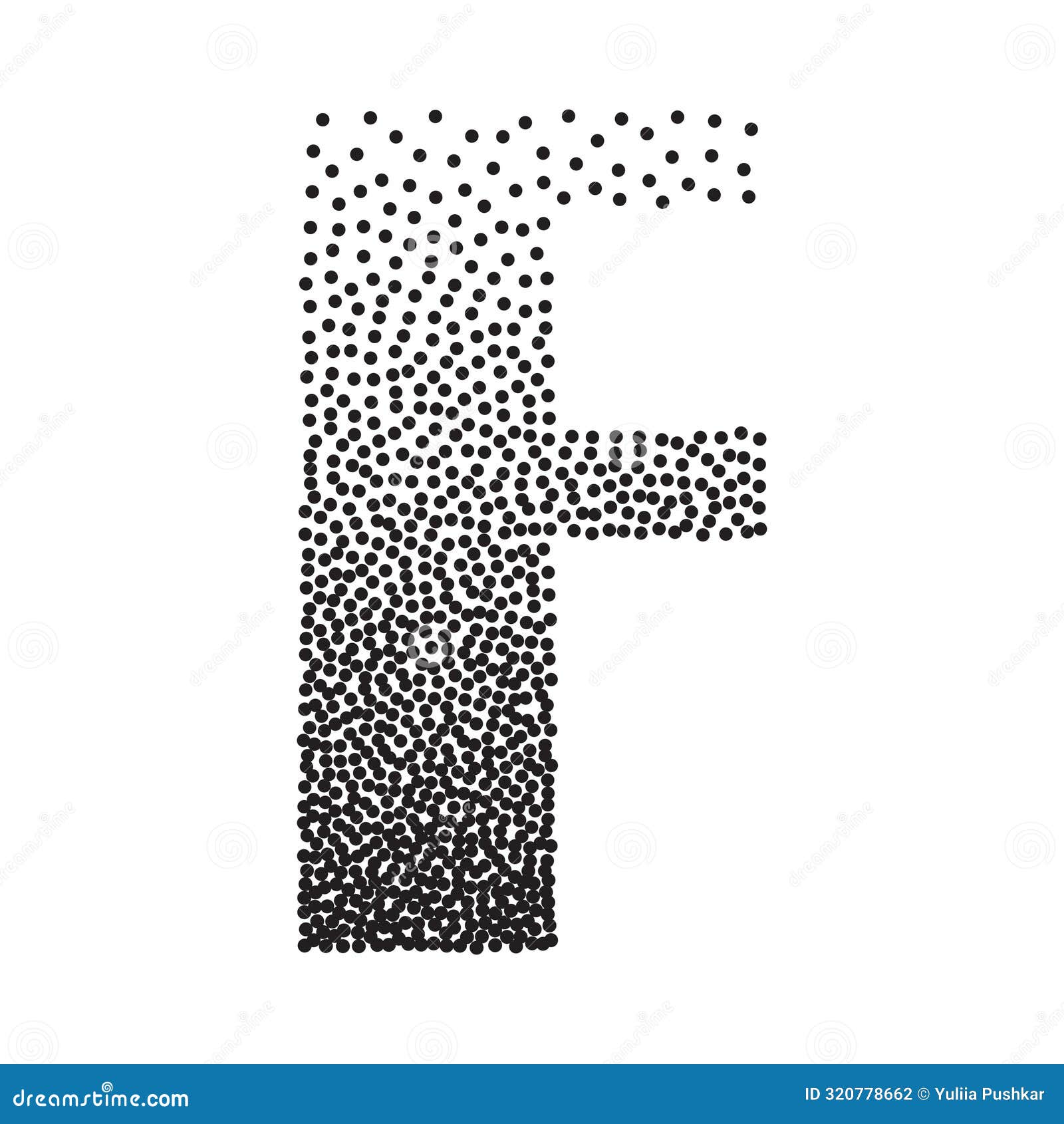 Halftone Gradient Grain Letter F. Vector Stipple Dotted Font Stock ...