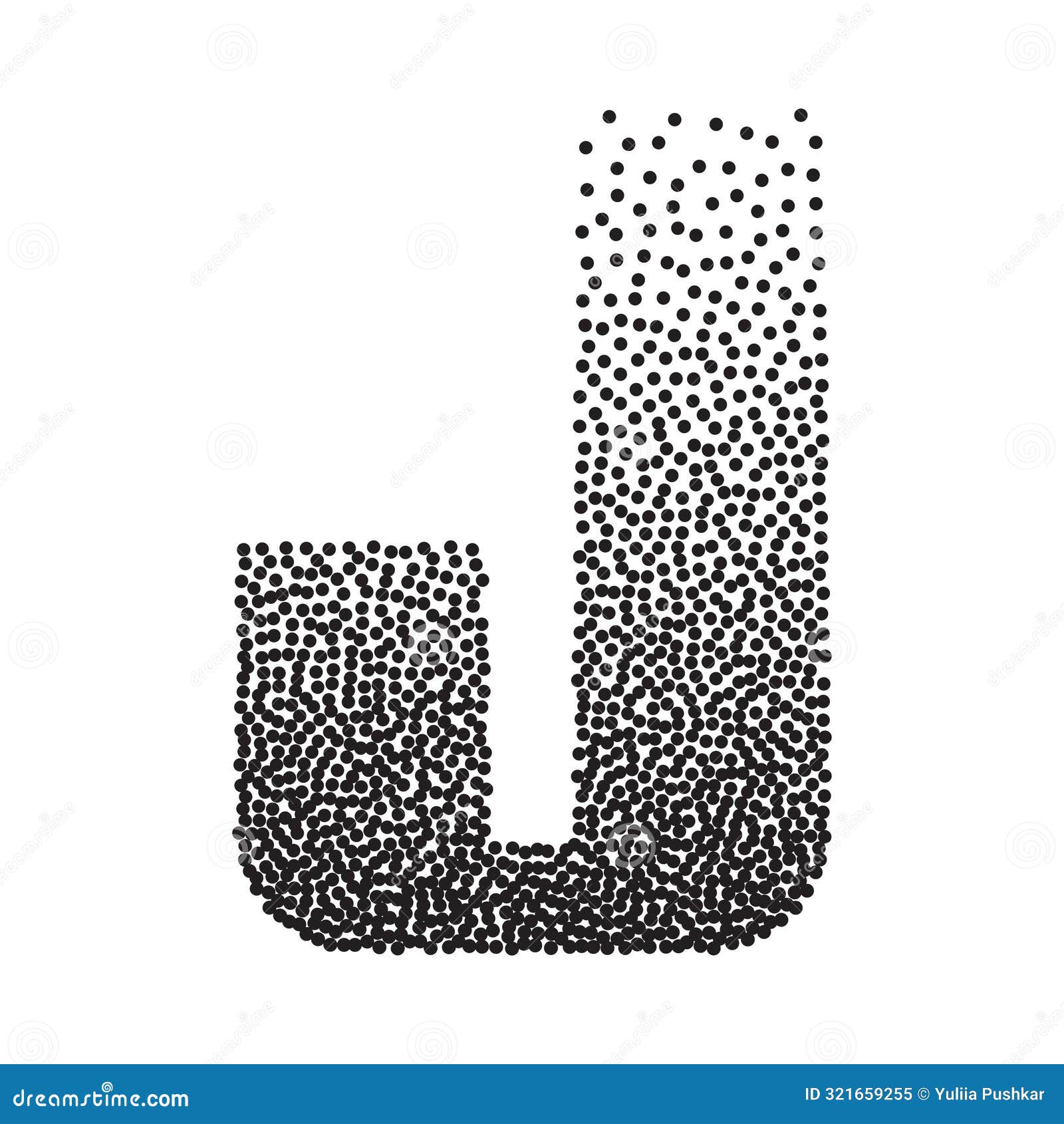 Halftone Gradient Grain Letter J. Vector Stipple Dotted Font Stock ...