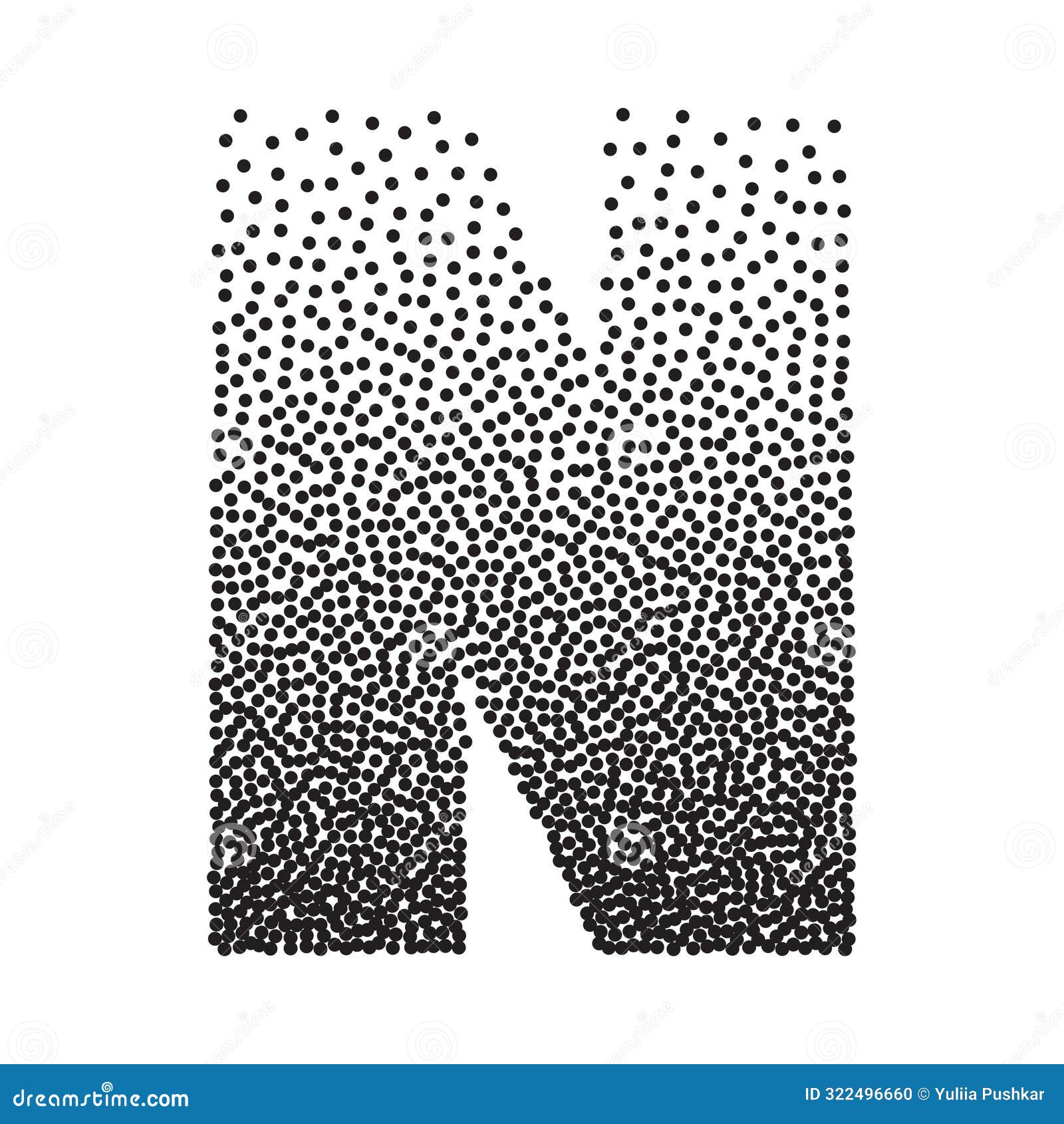 Halftone Gradient Grain Letter N. Vector Stipple Dotted Font Stock ...