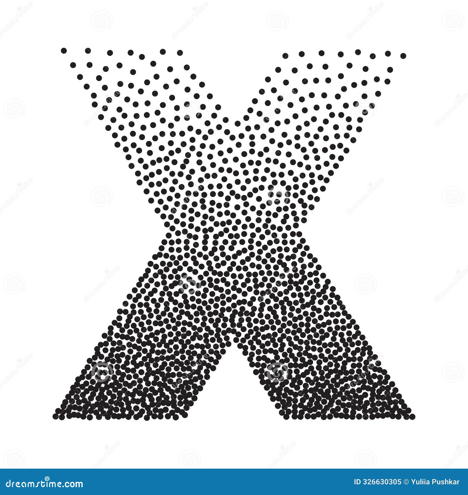 Halftone Gradient Grain Letter X. Vector Stipple Dotted Font Stock ...
