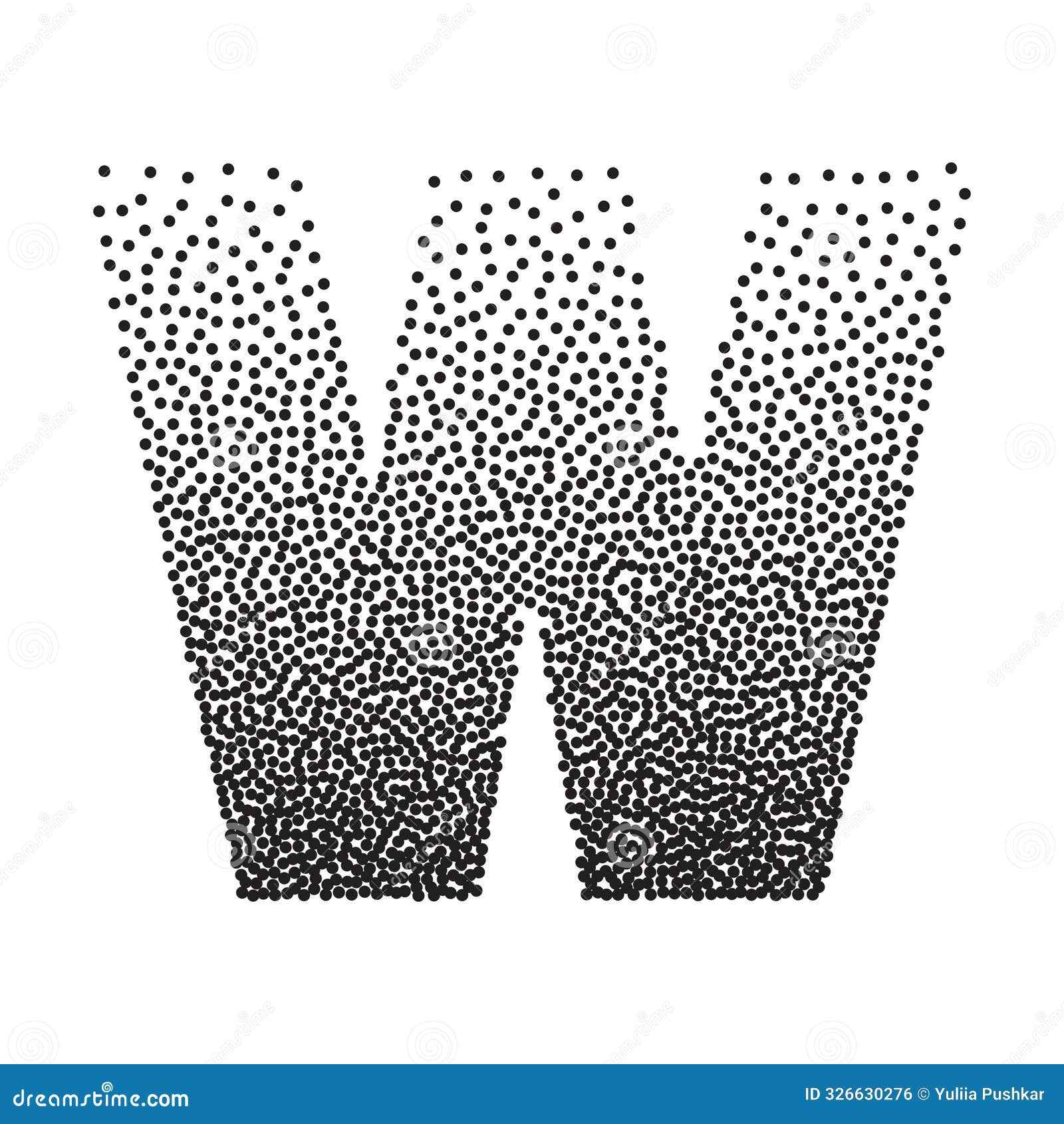 Halftone Gradient Grain Letter W. Vector Stipple Dotted Font Stock ...