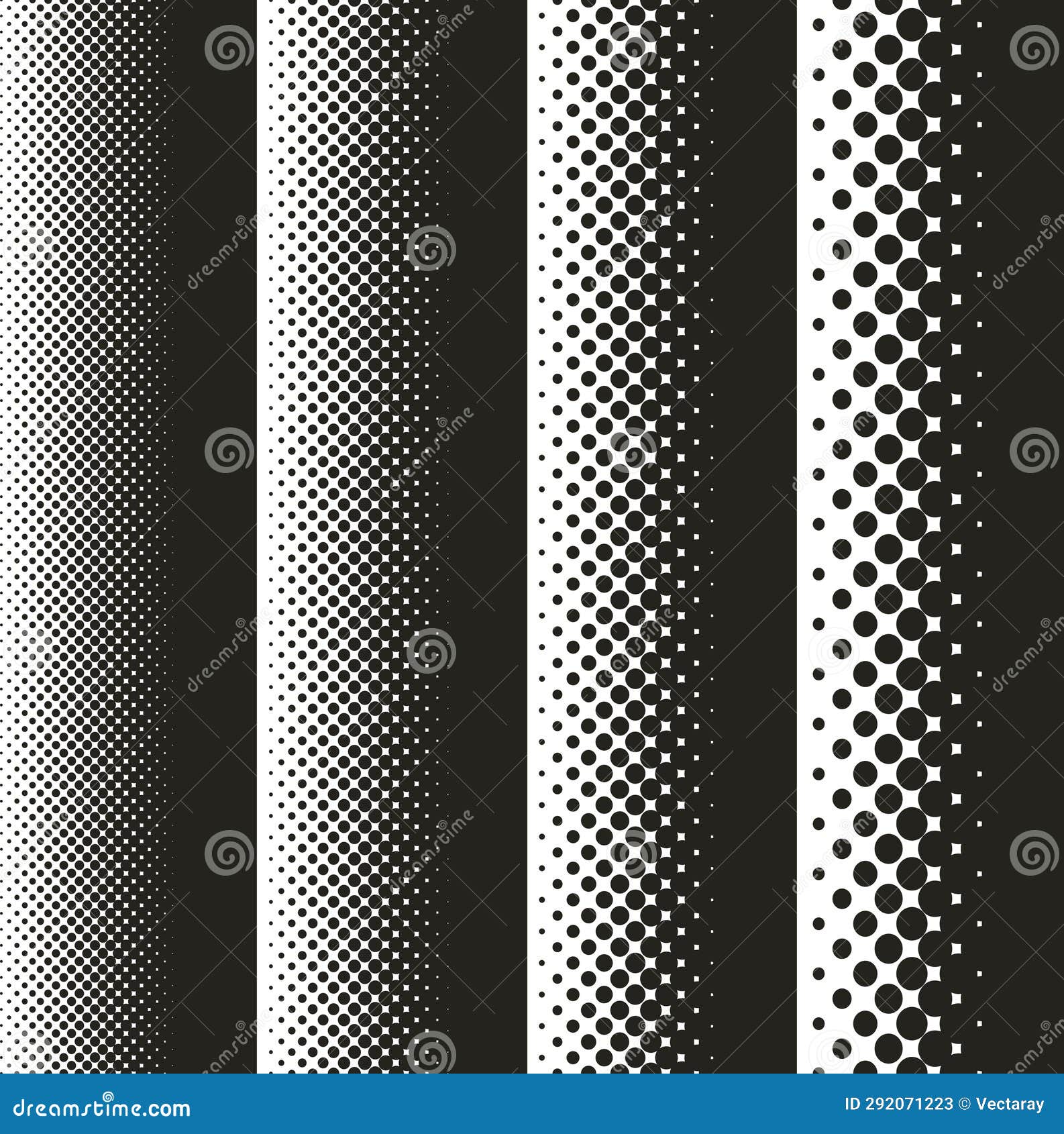 Halftone Dots Pattern Gradient Set in Vector Format. Stock Illustration ...