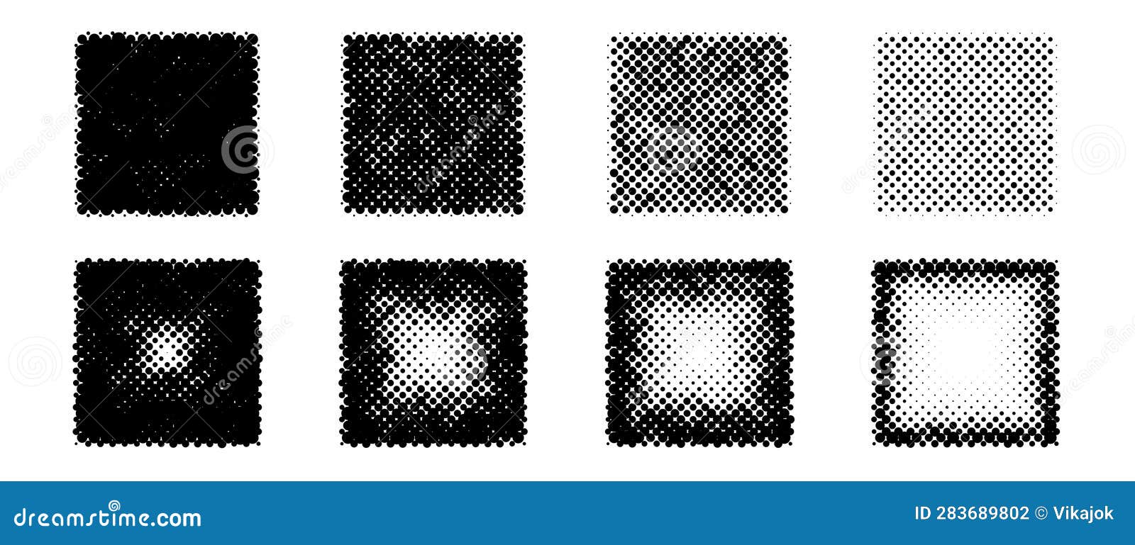 Halftone Gradient Square Shapes Set. Dotted Textured Cubes Collection ...