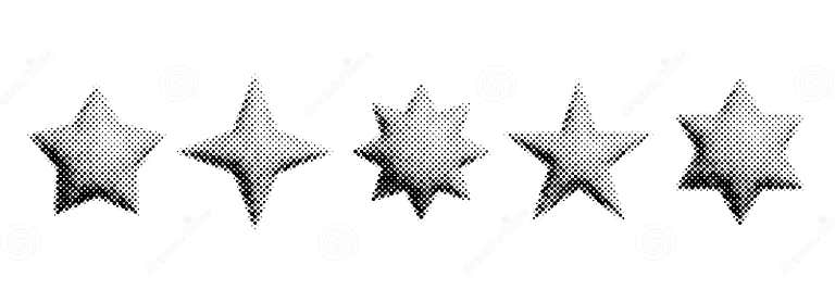 Halftone Grain Star Set. Dotted 3d Star Shape Collection. Y2K Bitmap ...
