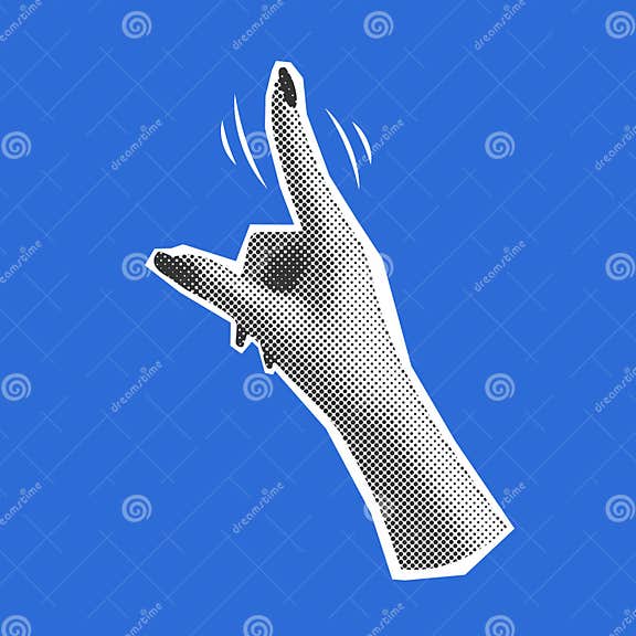 Halftone Hand Gesture with Index Finger. Collage Graphic Element Stock ...