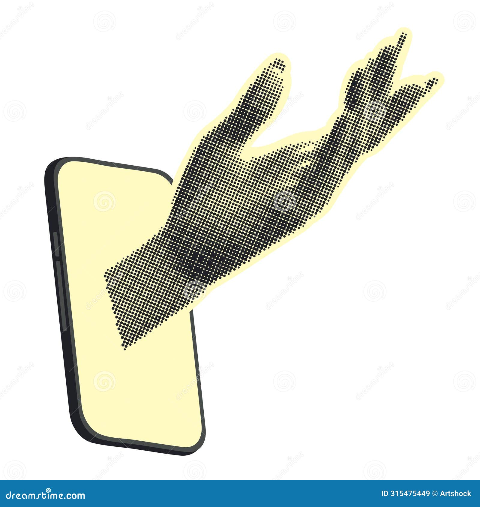 Halftone Hand in the Smartphone Stock Illustration - Illustration of ...