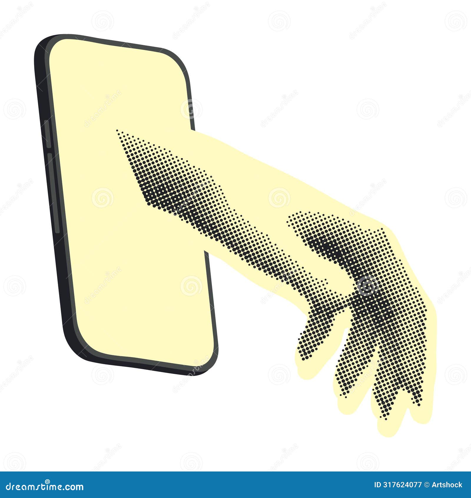Halftone Hand in the Smartphone Stock Vector - Illustration of ...