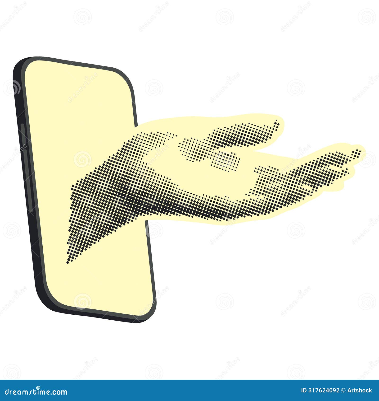Halftone Hand in the Smartphone Stock Vector - Illustration of ...