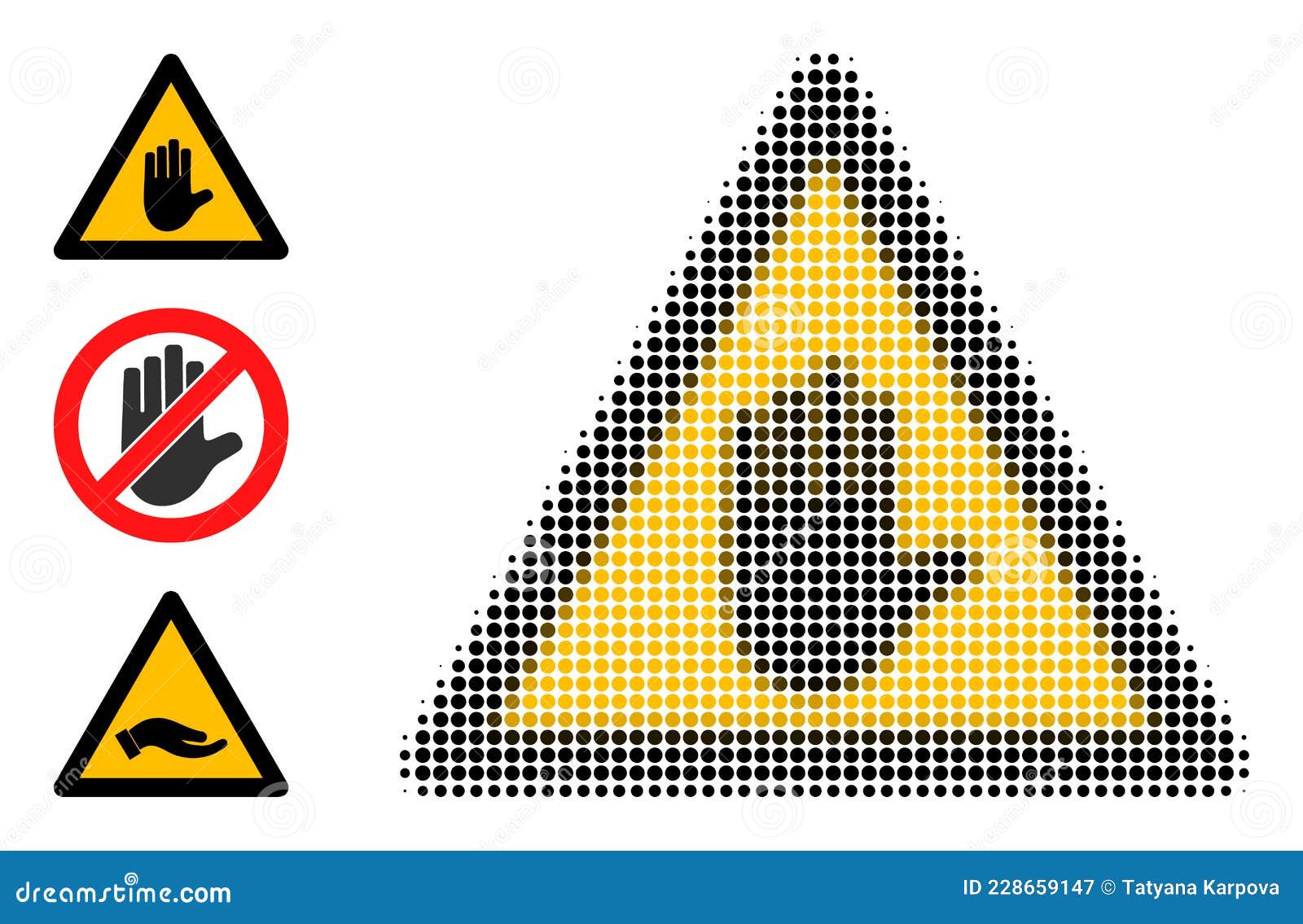 Halftone Dotted Vector Hand Touch Warning Icon Stock Vector ...