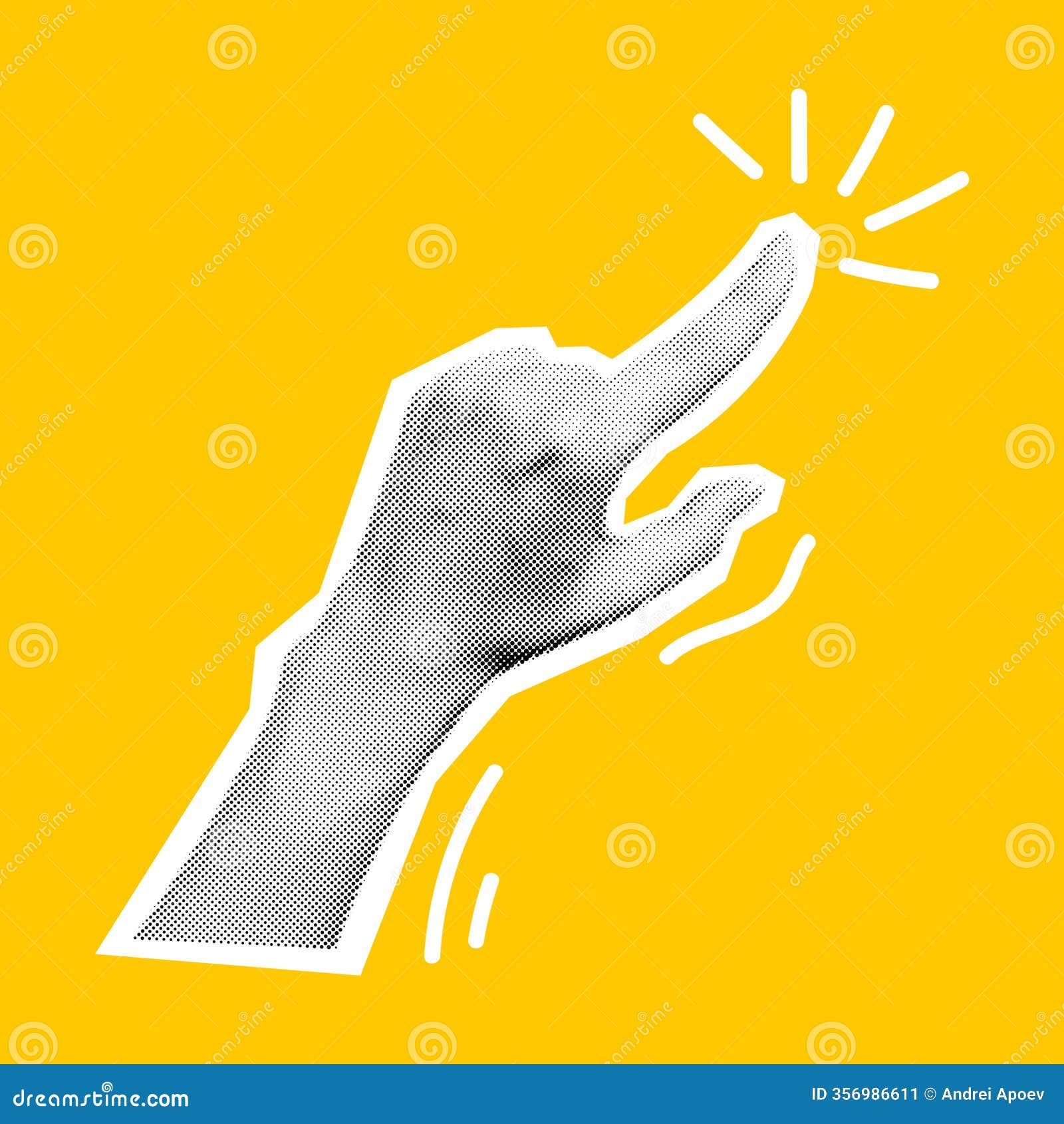 Halftone Hand Touching Digital Screen with Index Finger Stock Vector ...