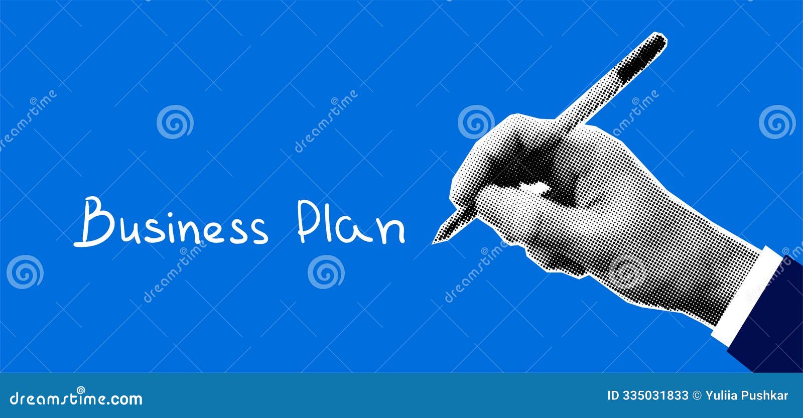 Halftone Hand Writing Business Plan Ideas. Vector Dotted Collage Stock ...