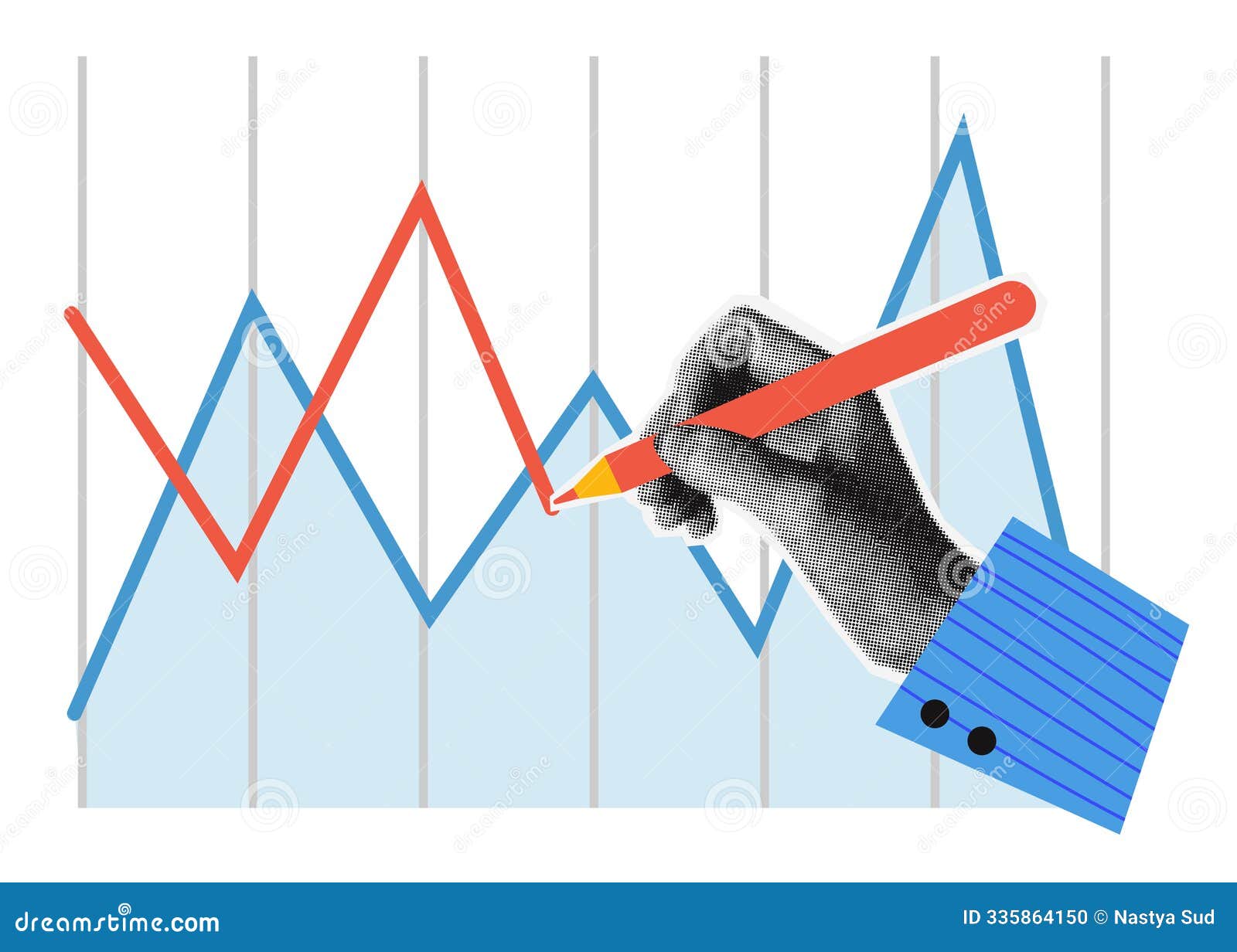 Halftone Hand Writing Diagram Graph on Isolated Background. Design ...
