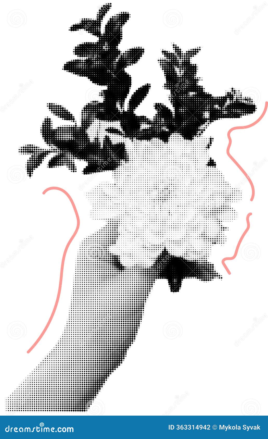Halftone Hands with Flowers Stock Illustration - Illustration of retro ...