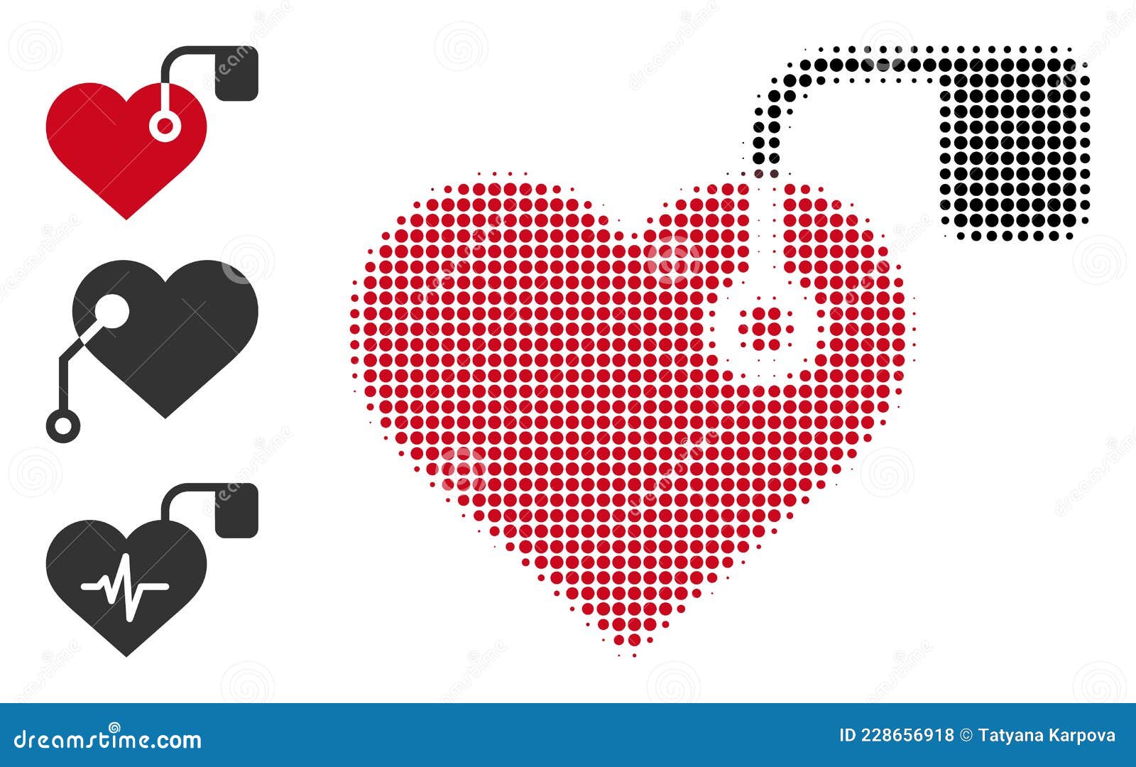 Halftone Dotted Vector Heart Pacemaker Icon Stock Vector - Illustration ...