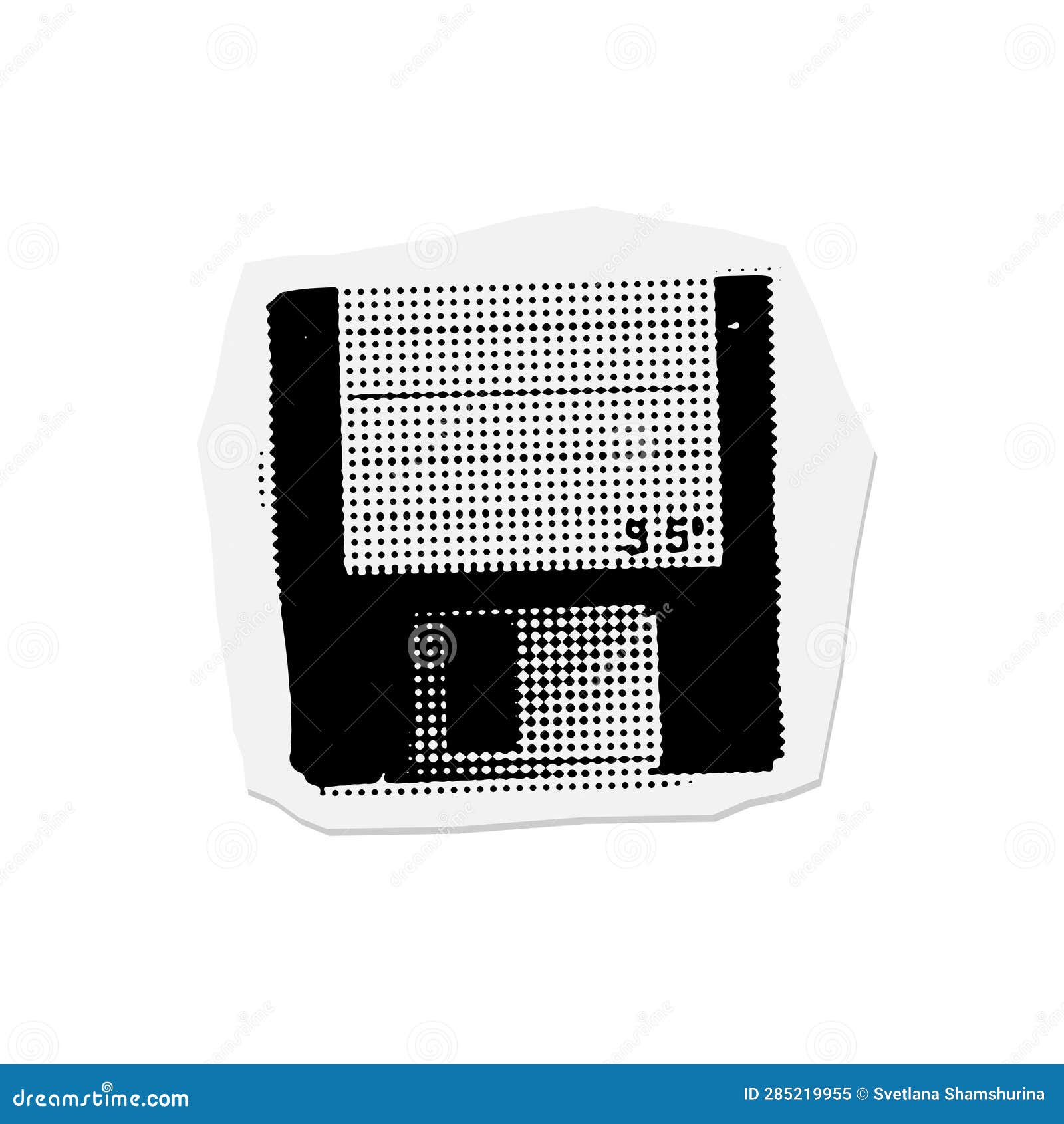 Halftone Floppy Disk Sticker Elements for Coolage on a White Background ...
