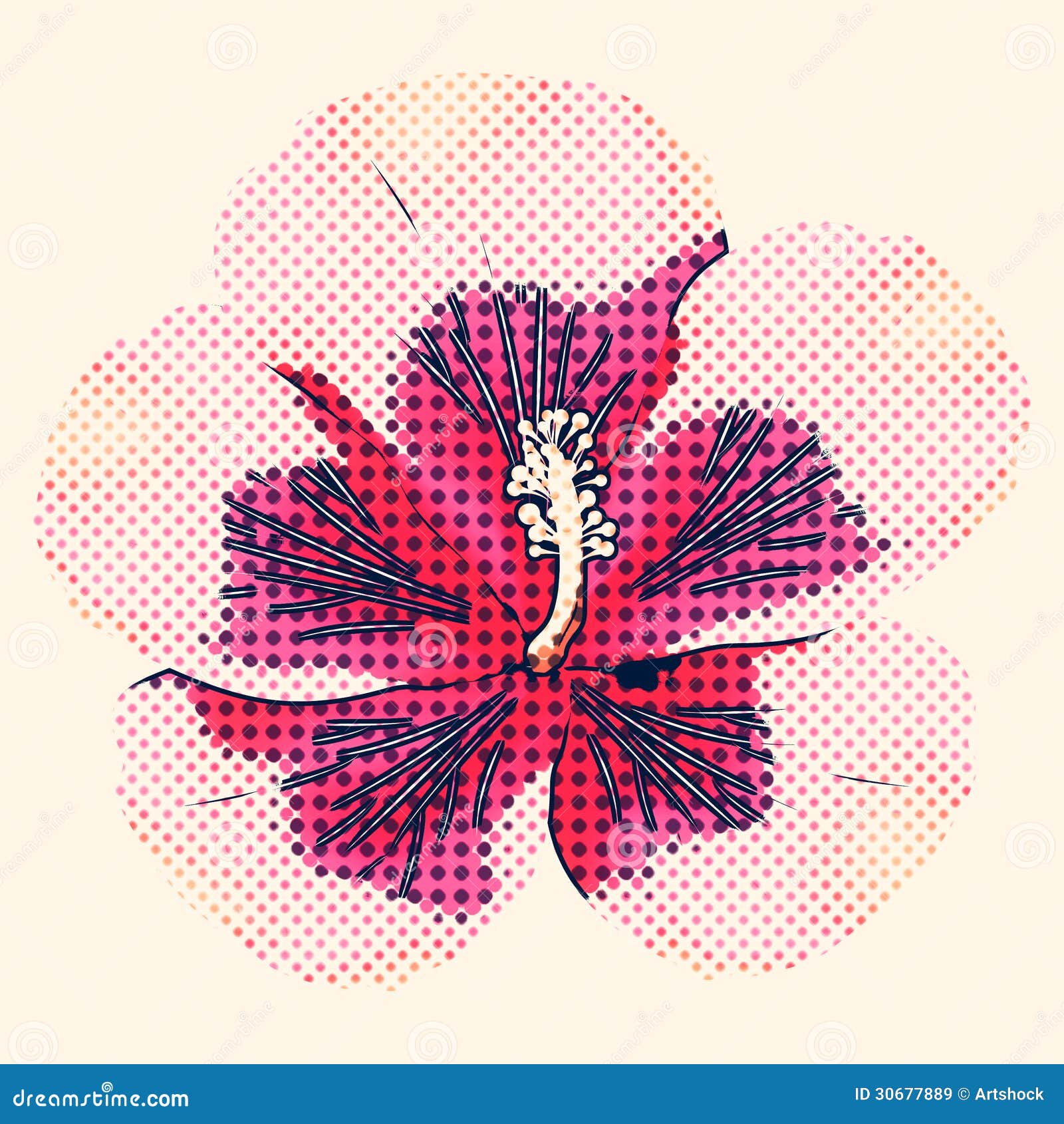 Halftone hibiscus stock illustration. Illustration of element - 30677889
