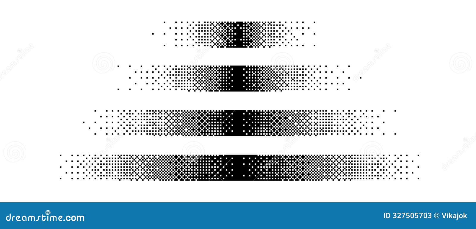 Halftone Horizontal Gradient Border Set. Black Long Dotted Frame or ...