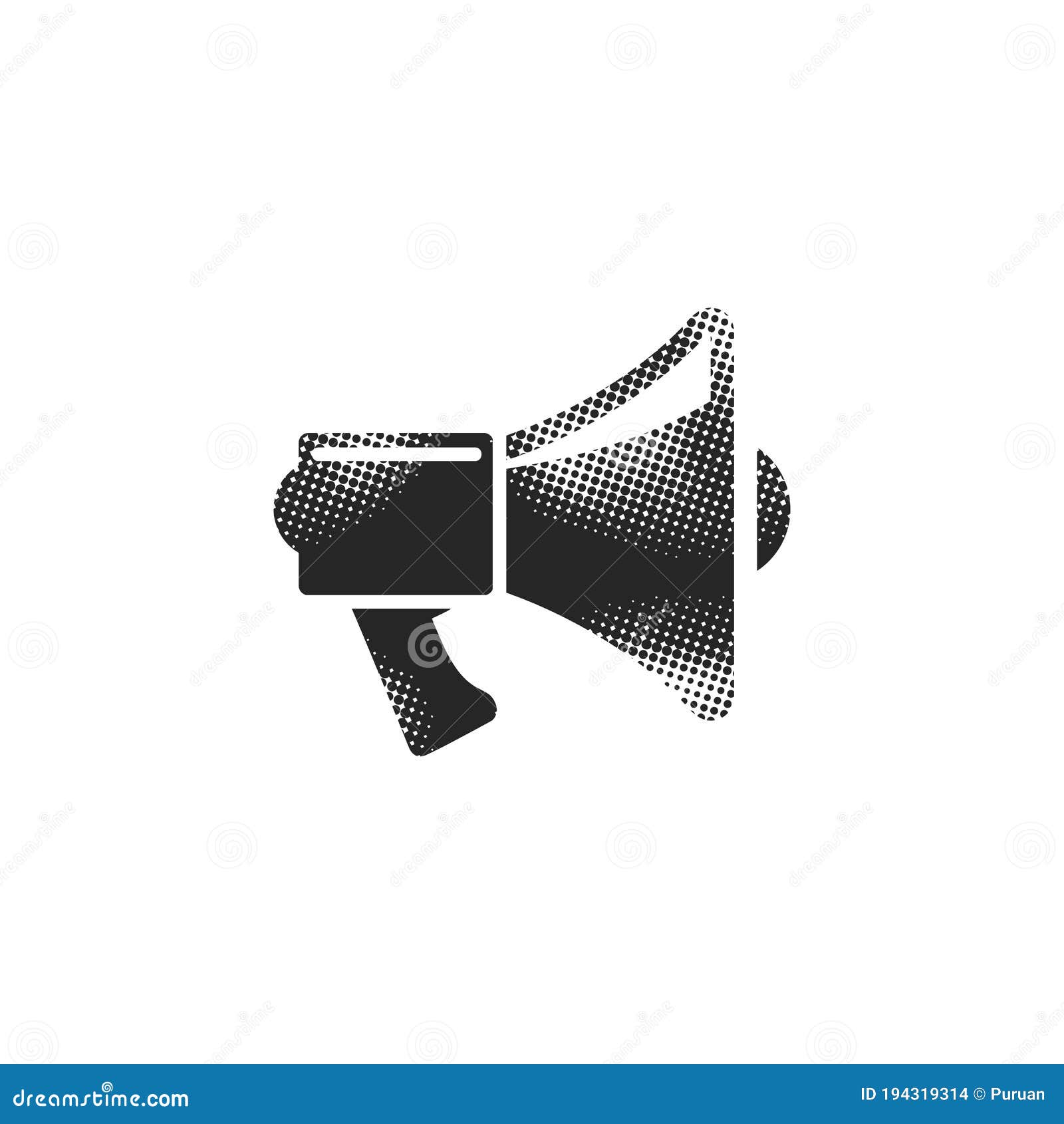 Halftone Icon - Megaphone stock vector. Illustration of sign - 194319314