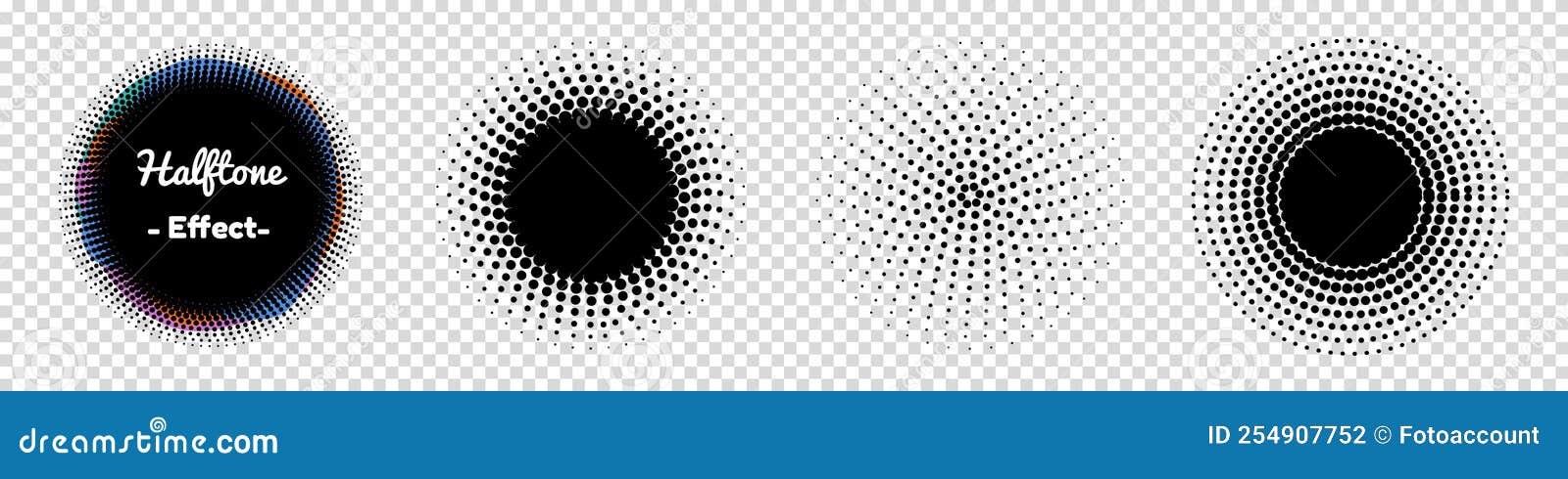 Halftone Icons Set - Different Vector Illustrations Isolated on ...