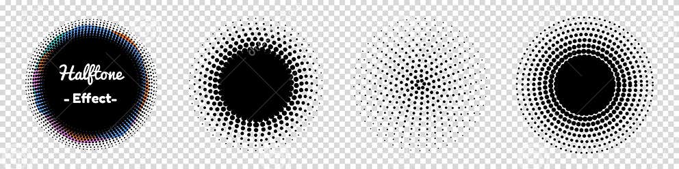Halftone Icons Set - Different Vector Illustrations Isolated on ...